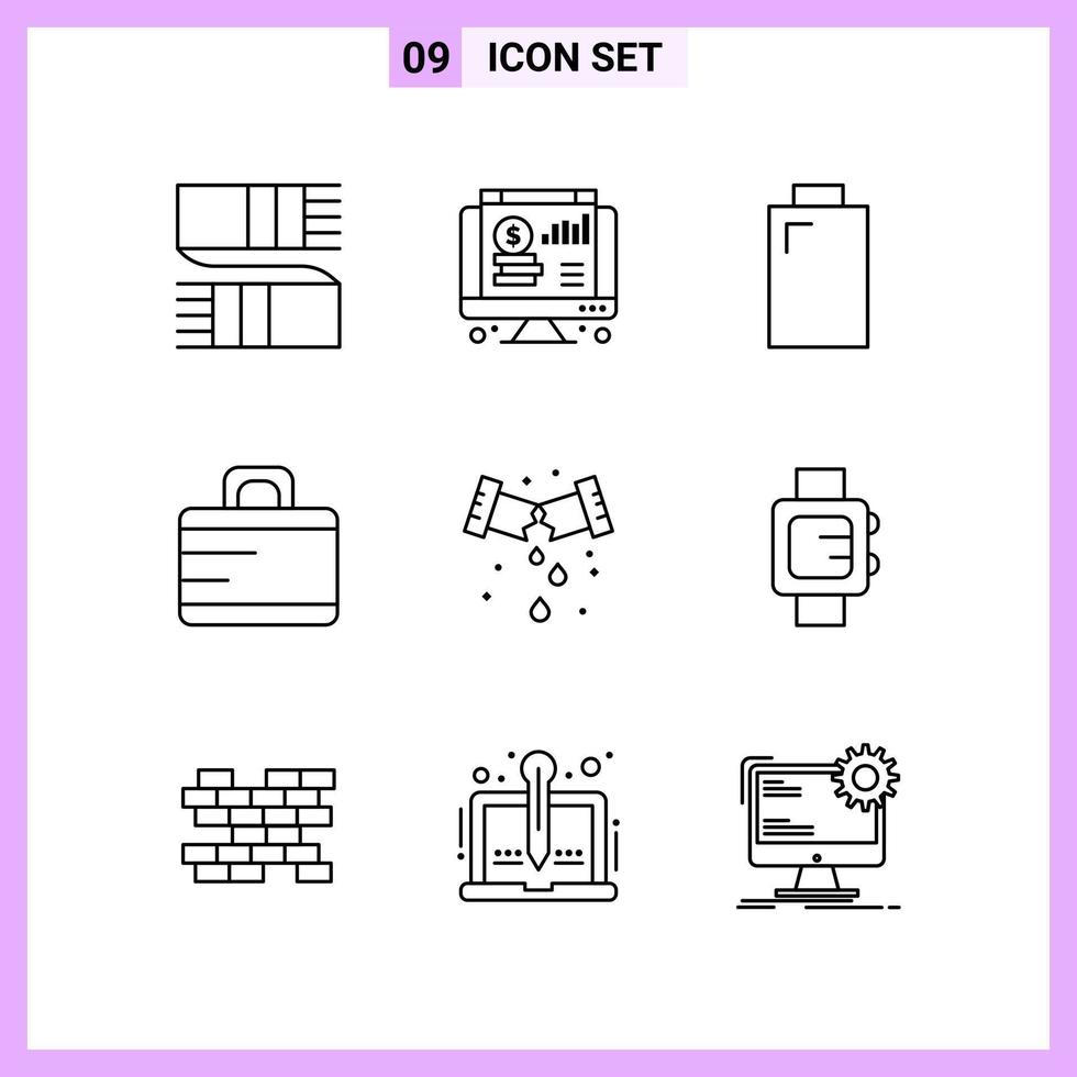 9 Icons In Line Style Outline Symbols On White Background Creative Vector Signs For Web Mobile