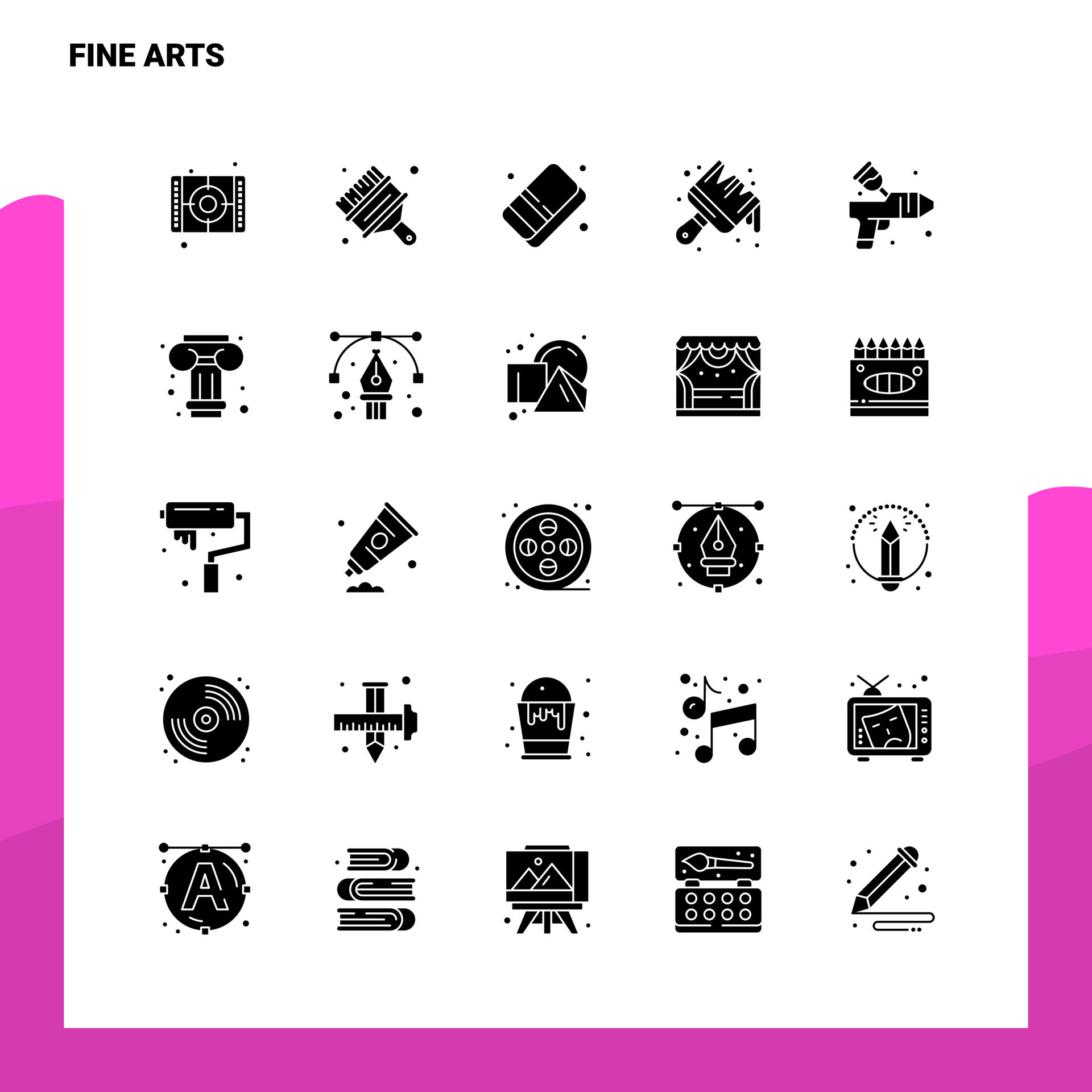 25 Fine Arts Icon set Solid Glyph Icon Vector Illustration Template For ...