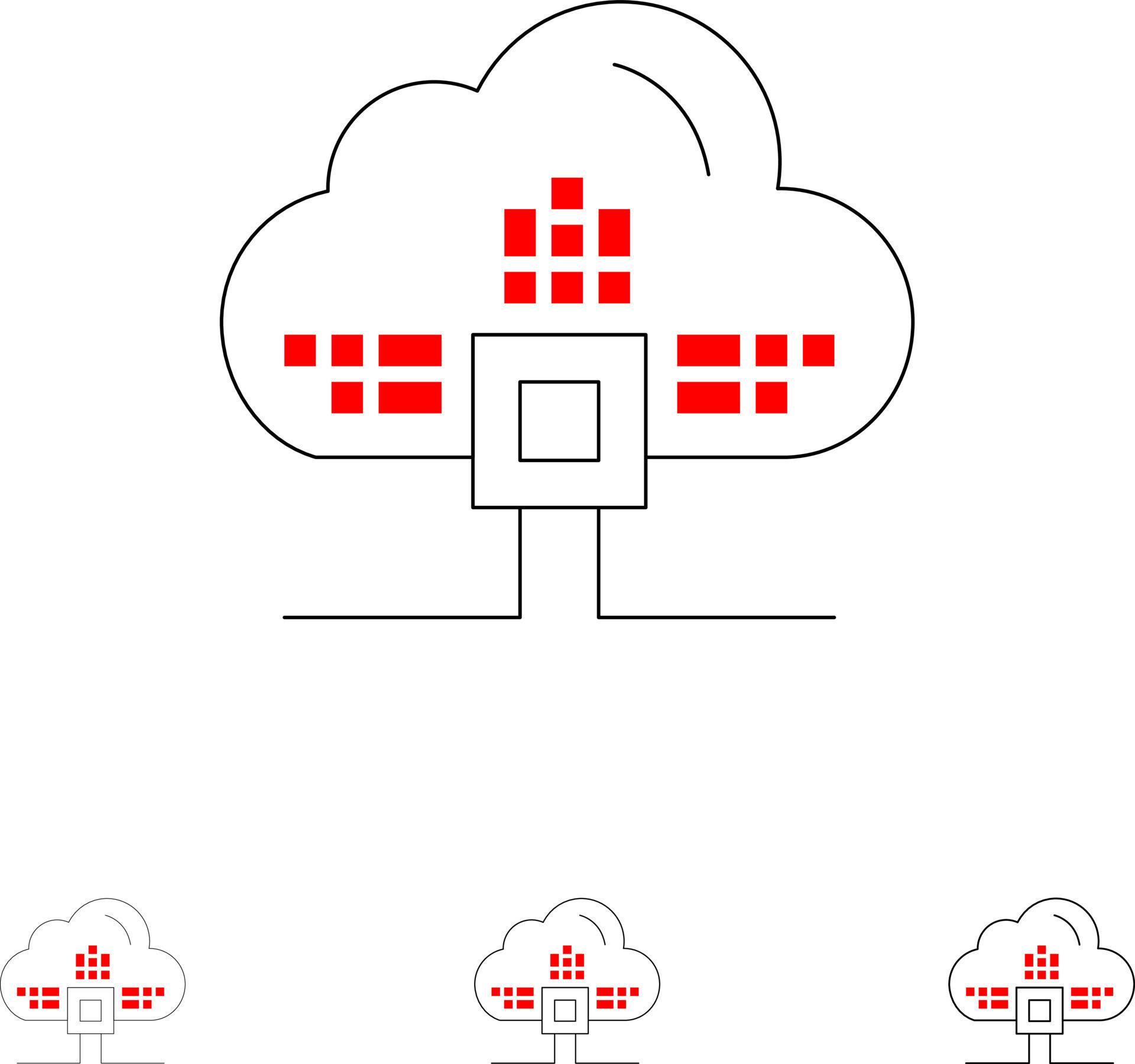 Based Data Cloud Science Bold and thin black line icon set 15169050 Vector Art at Vecteezy