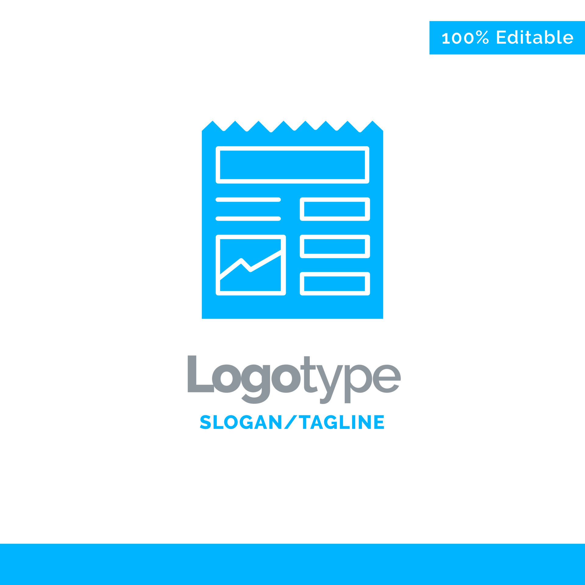 Document Basic Ui Picture Blue Solid Logo Template Place For Tagline