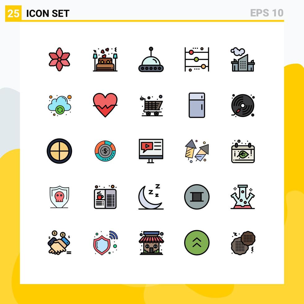 25 Thematic Vector Filled Line Flat Colors And Editable Symbols Of Industry Learning Science