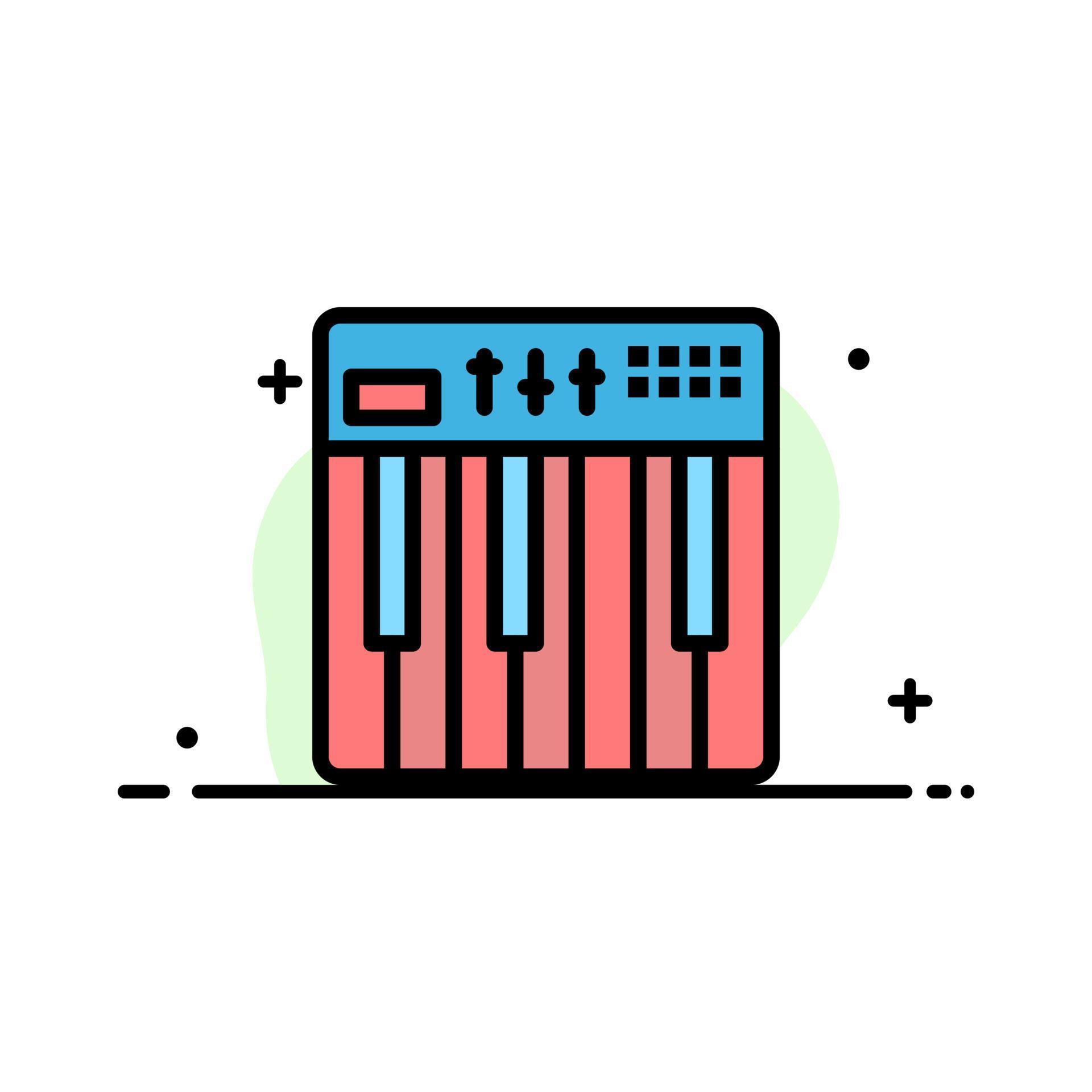 Controller Hardware Keyboard Midi Music Business Flat Line Filled Icon Vector Banner Template