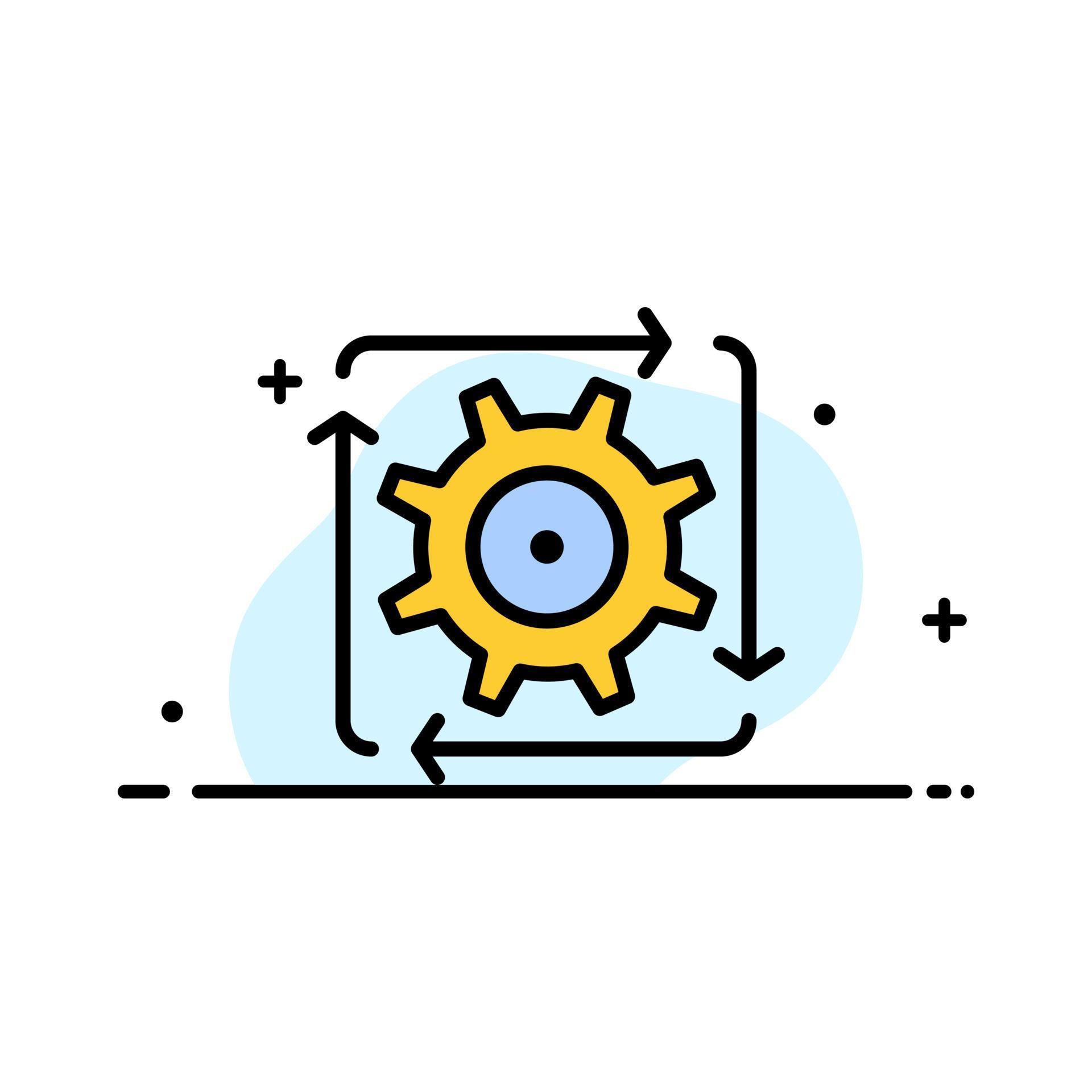 Workflow Automation Development Flow Operation Business Flat Line Filled Icon Vector Banner
