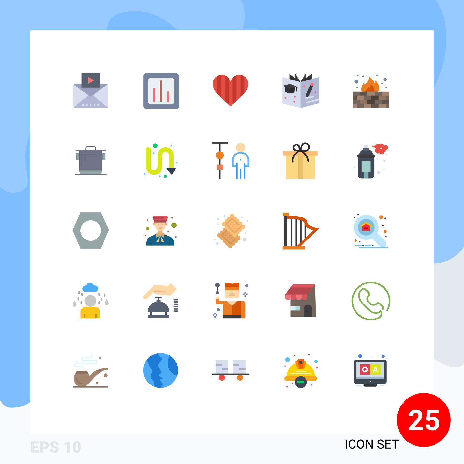 25 User Interface Flat Color Pack Of Modern Signs And Symbols Of Antivirus Graduate Statistics