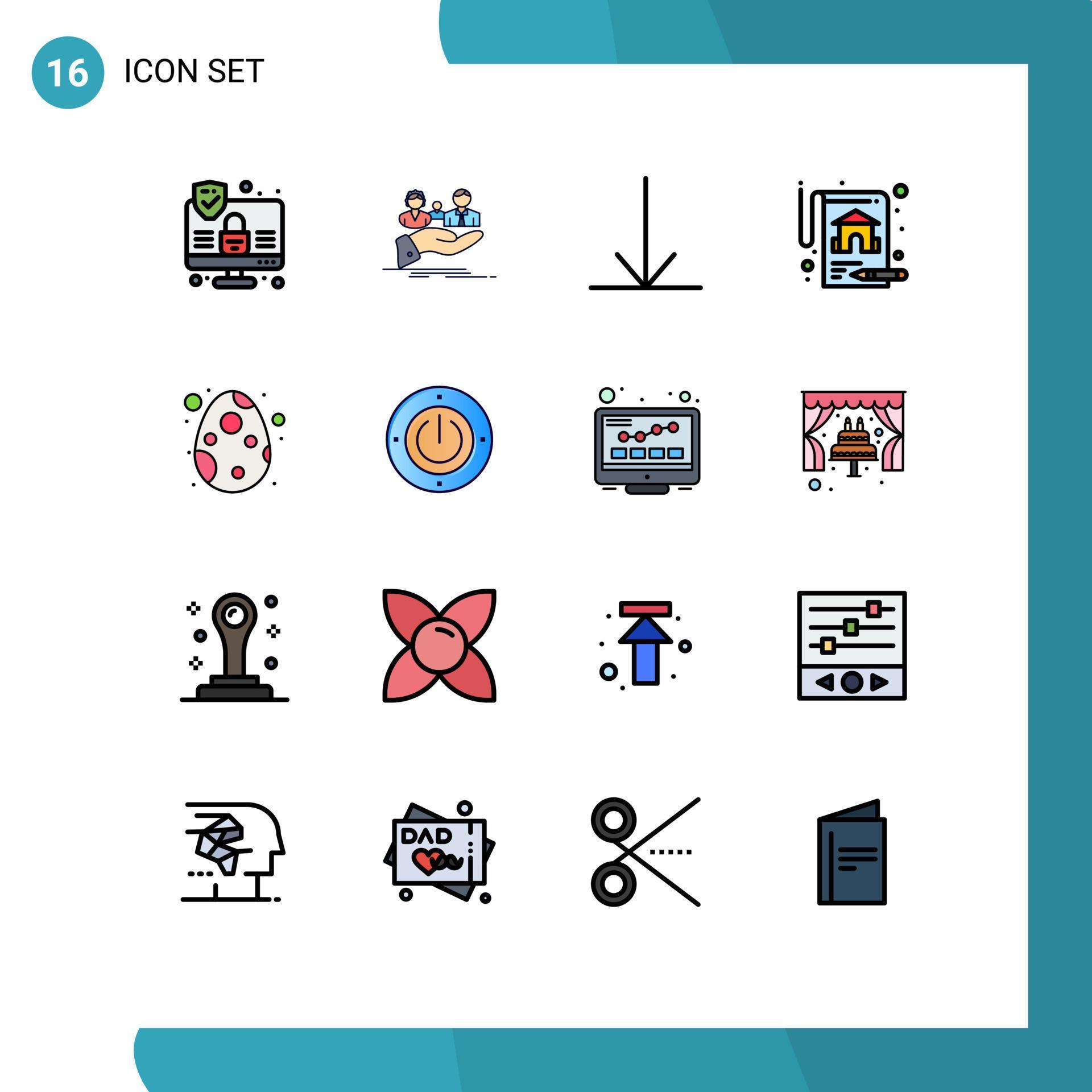 Flat Color Filled Line Pack of 16 Universal Symbols of electricity egg ... Flat Color Filled Line Pack of 16 Universal Symbols of electricity egg ...