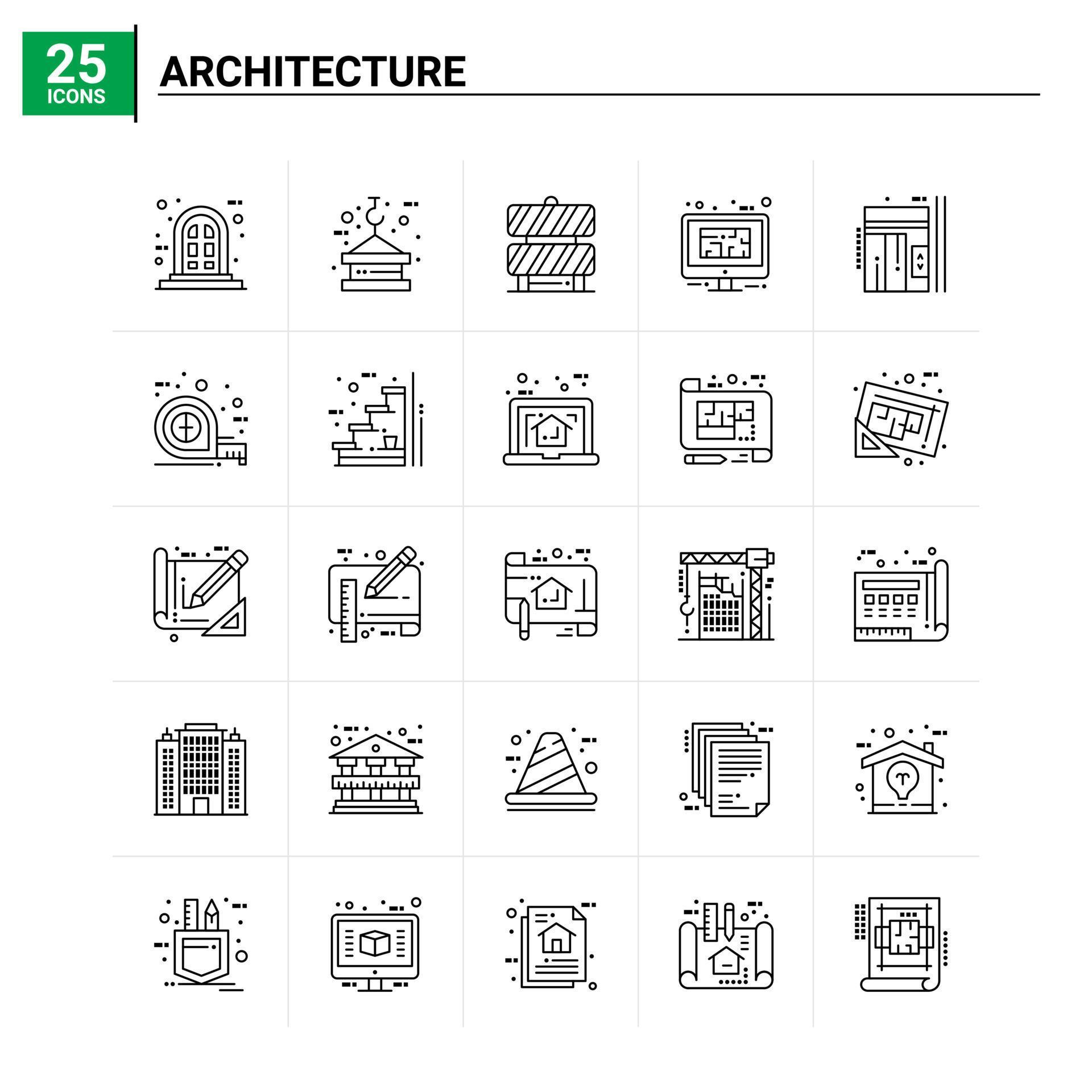 25 Architecture icon set vector background 15174543 Vector Art at Vecteezy