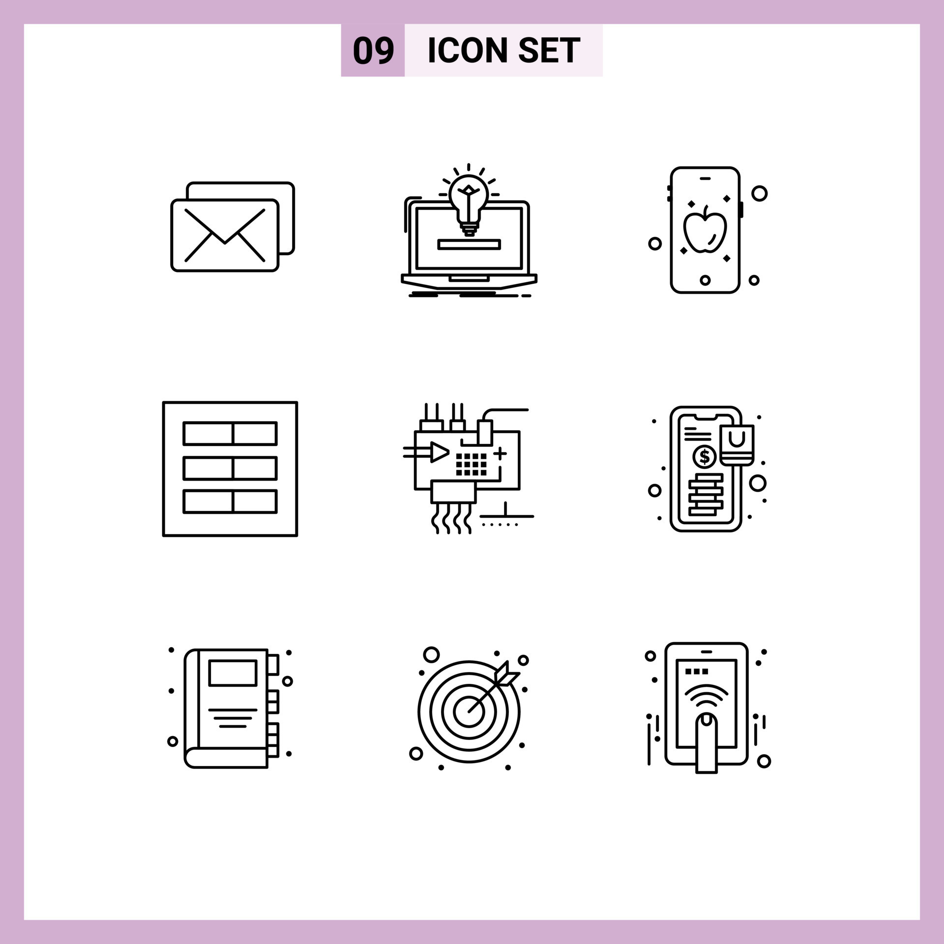 Stock Vector Icon Pack of 9 Line Signs and Symbols for customize ux ...