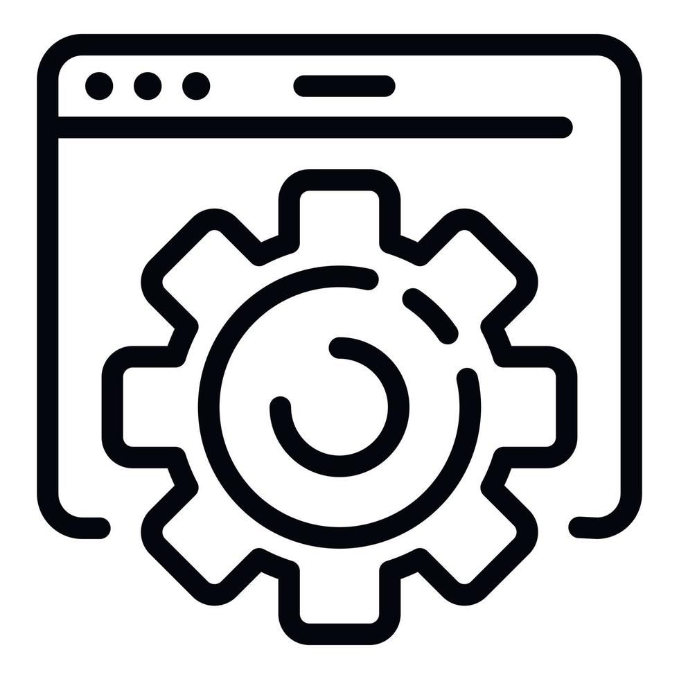 Program window gear icon, outline style 15174847 Vector Art at Vecteezy
