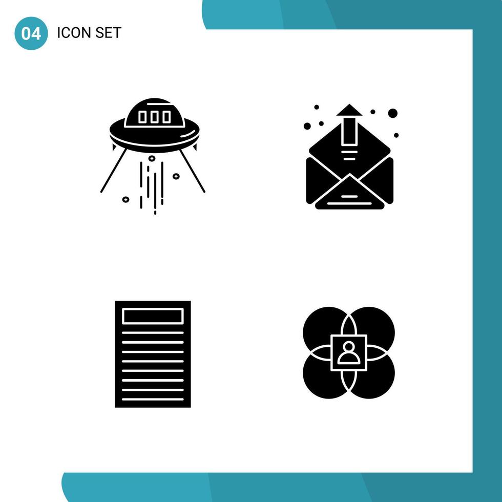 Vector Pack of 4 Glyph Symbols Solid Style Icon Set on White Background ...