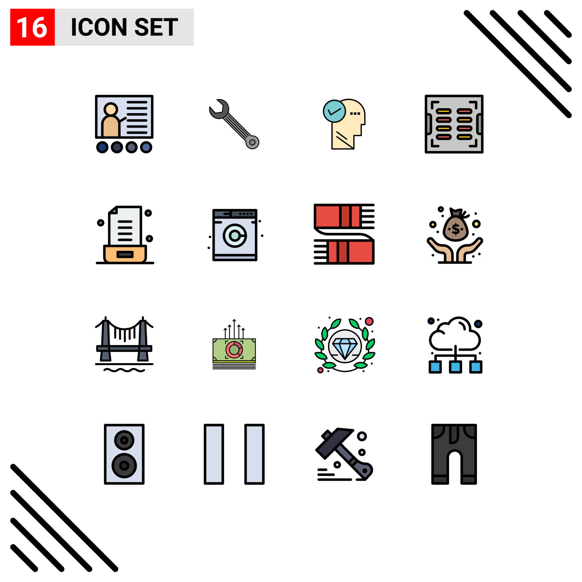 User Interface Pack Of 16 Basic Flat Color Filled Lines Of Drainage Construction Construction