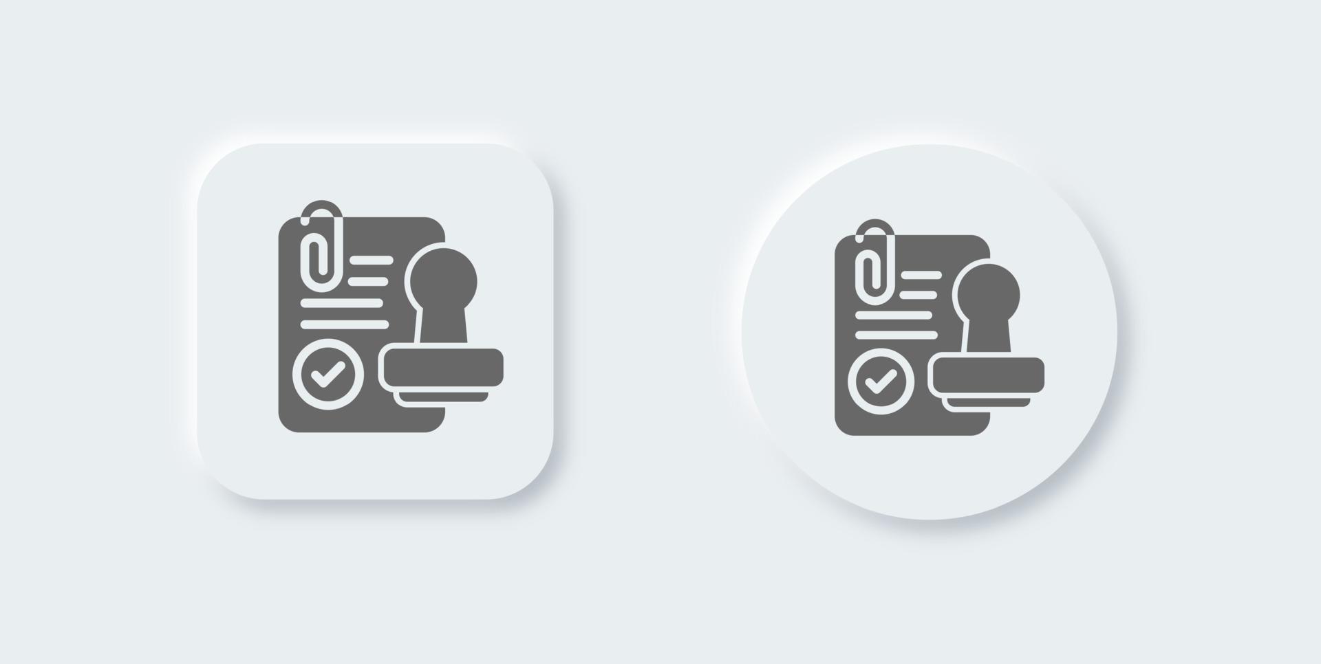 Stamp Solid Icon In Neomorphic Design Style Approval Signs Vector