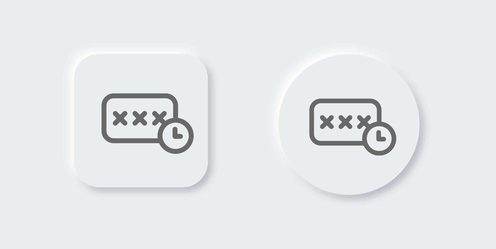 Temporary password line icon in neomorphic design style. Access signs ... Temporary password line icon in neomorphic design style. Access signs ...