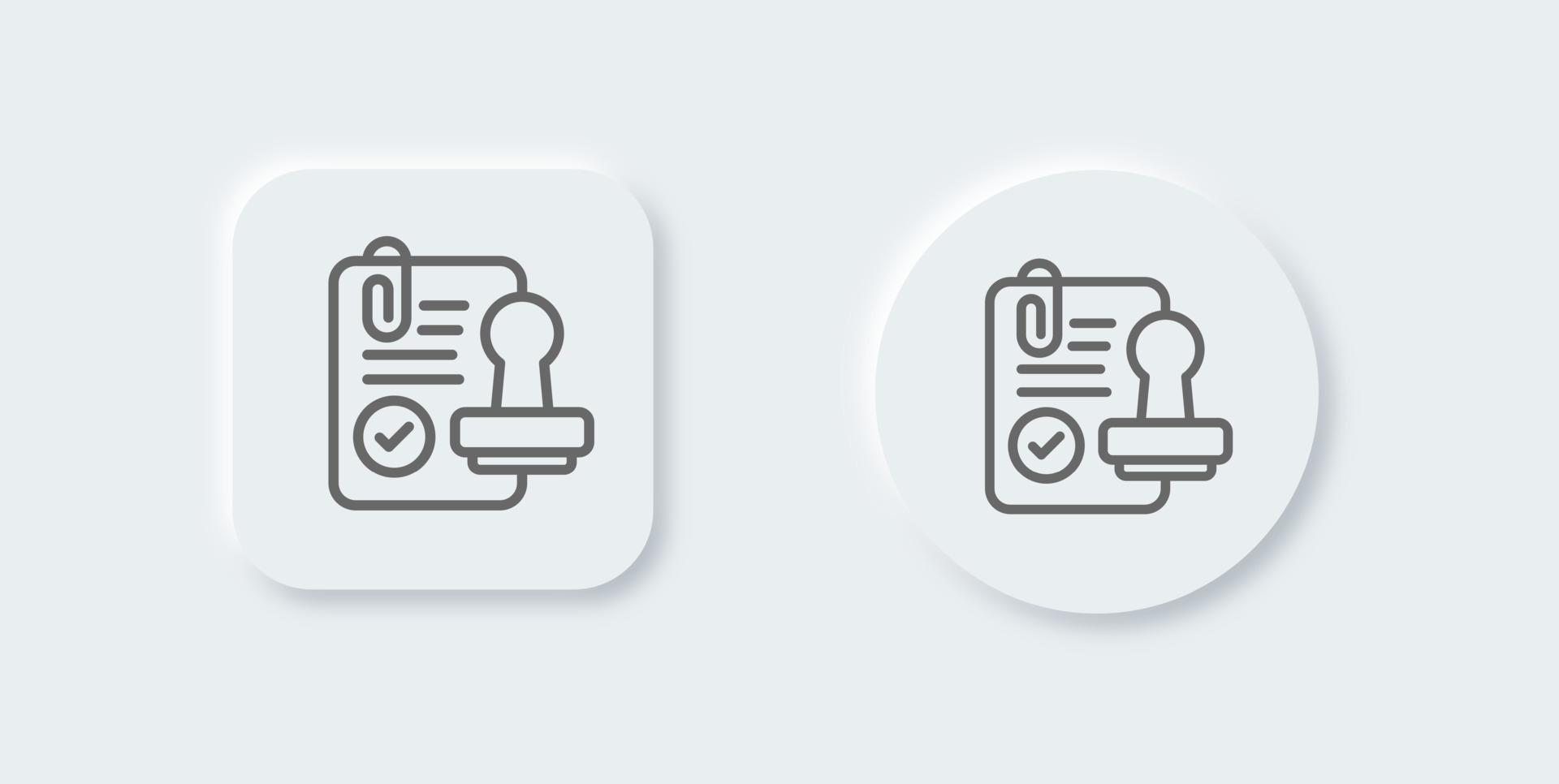 Stamp Line Icon In Neomorphic Design Style Approval Signs Vector