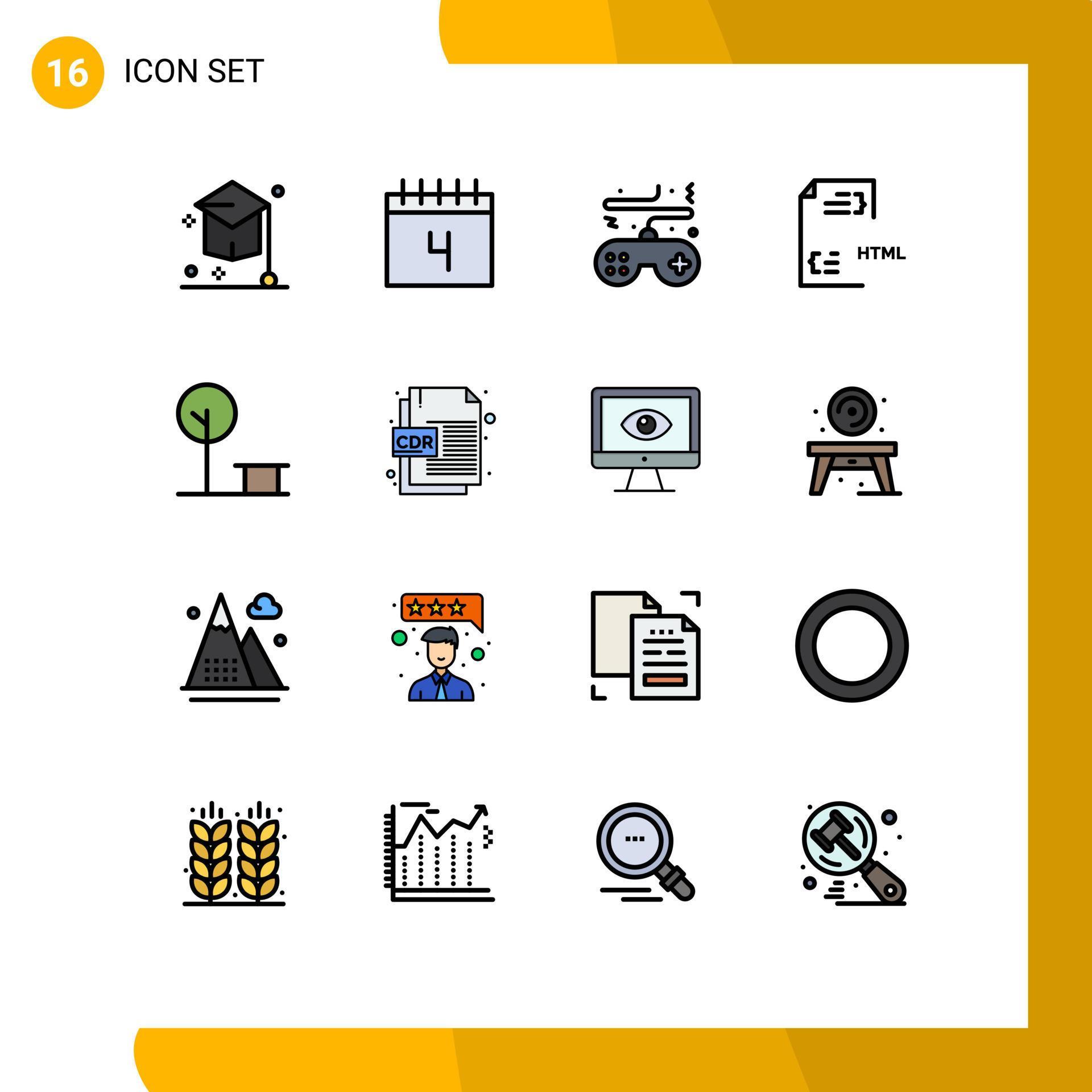 Set Of 16 Modern Ui Icons Symbols Signs For File Develop School Coding Controller Editable