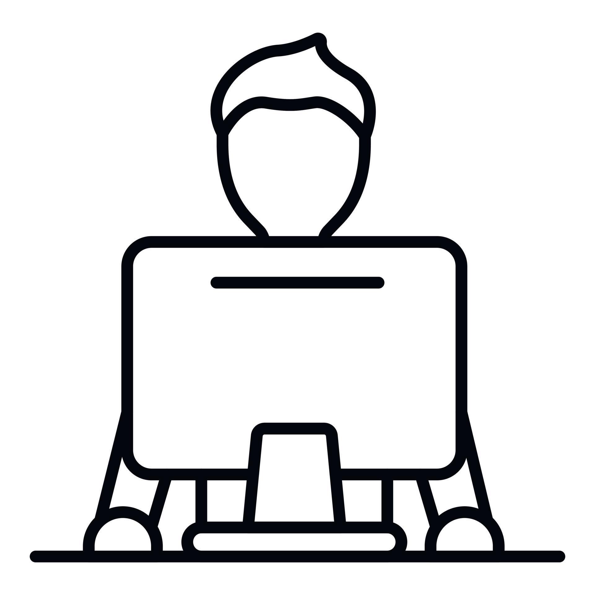 Man at computer icon, outline style 15183459 Vector Art at Vecteezy
