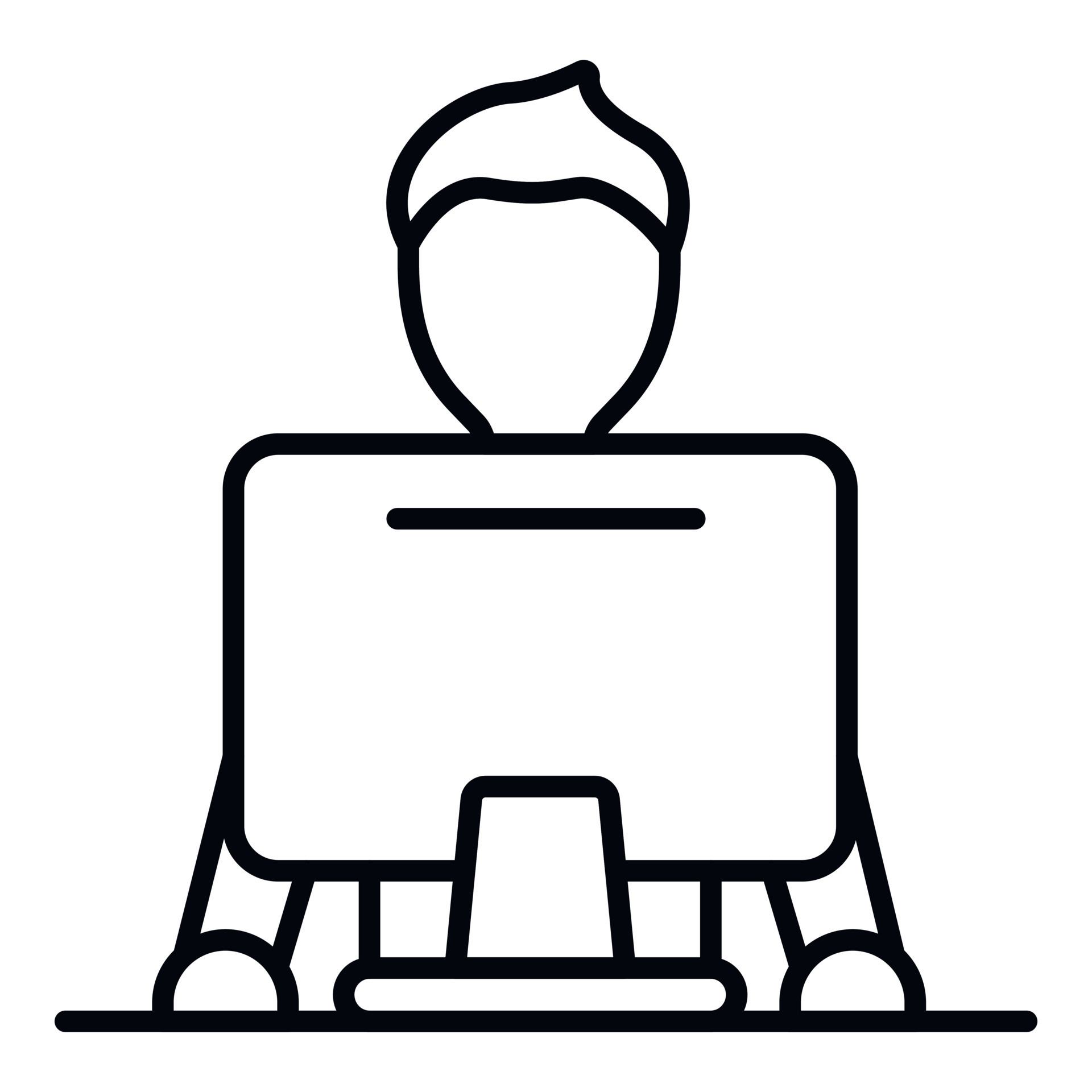 Man at computer icon, outline style 15183459 Vector Art at Vecteezy