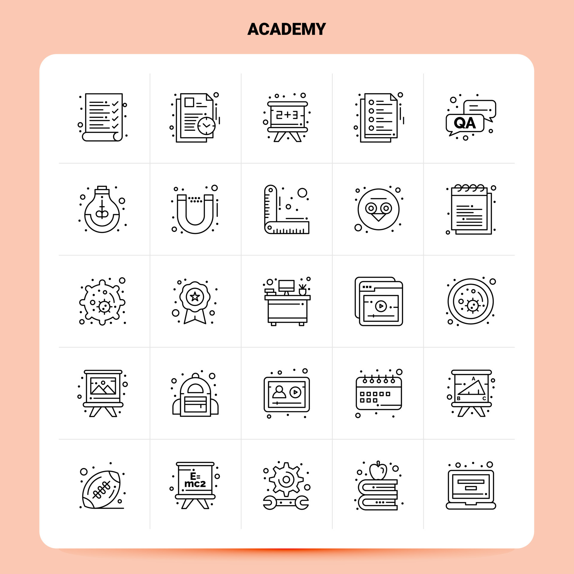 Outline 25 Academy Icon Set Vector Line Style Design Black Icons Set Linear Pictogram Pack
