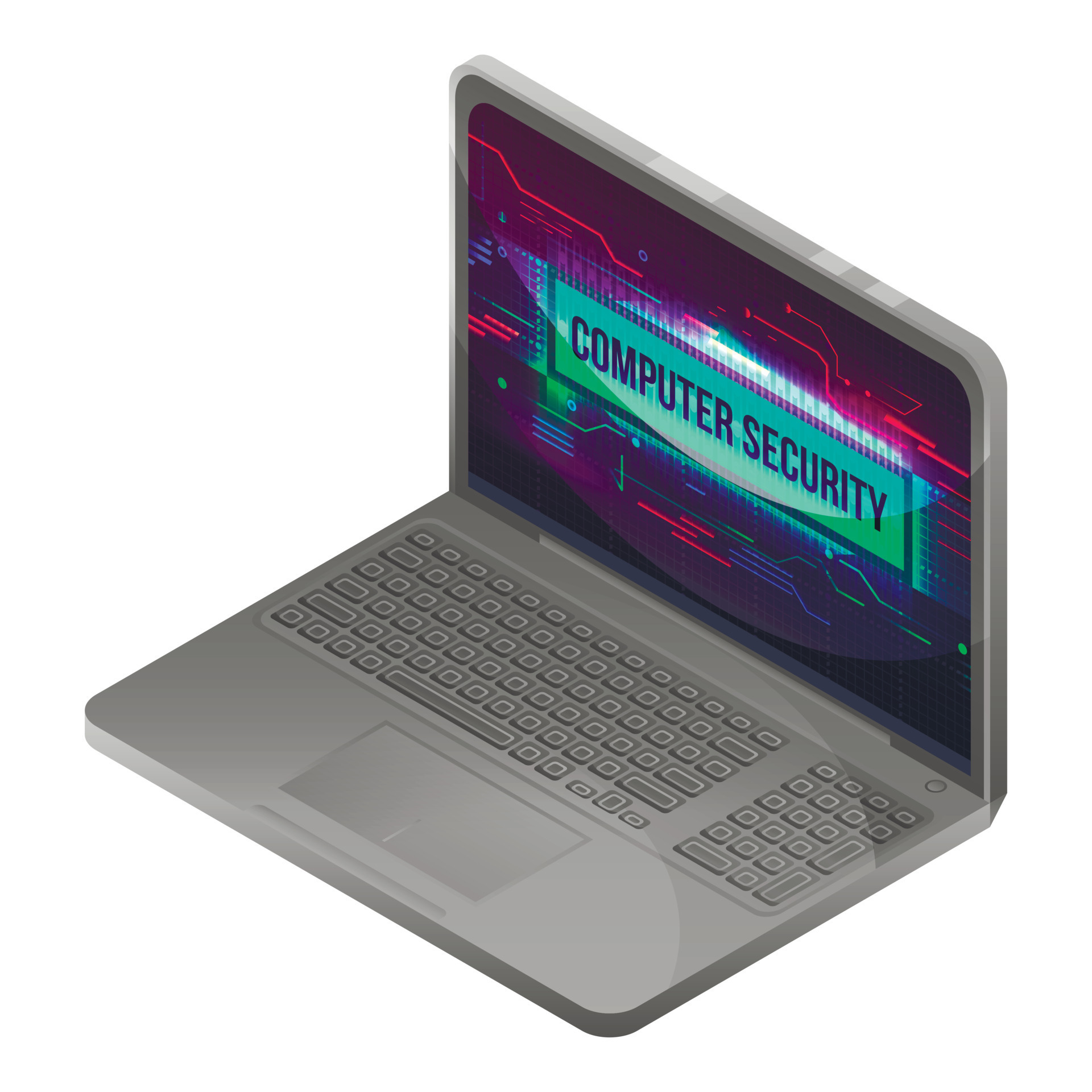 Laptop computer security icon, isometric style 15200560 Vector Art at ...
