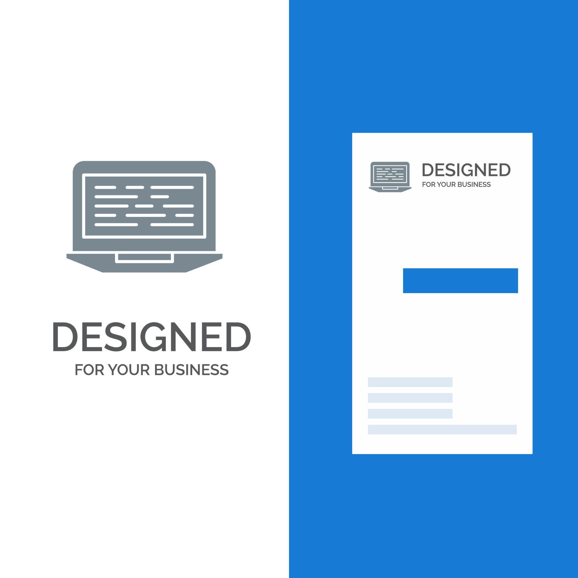 Laptop Coding Code Screen Computer Grey Logo Design And Business Card Template 15201132 Vector
