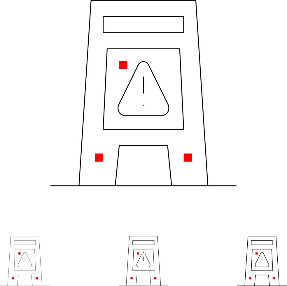 Floor Signal Signaling Warning Wet Bold and thin black line icon set ... Floor Signal Signaling Warning Wet Bold and thin black line icon set ...