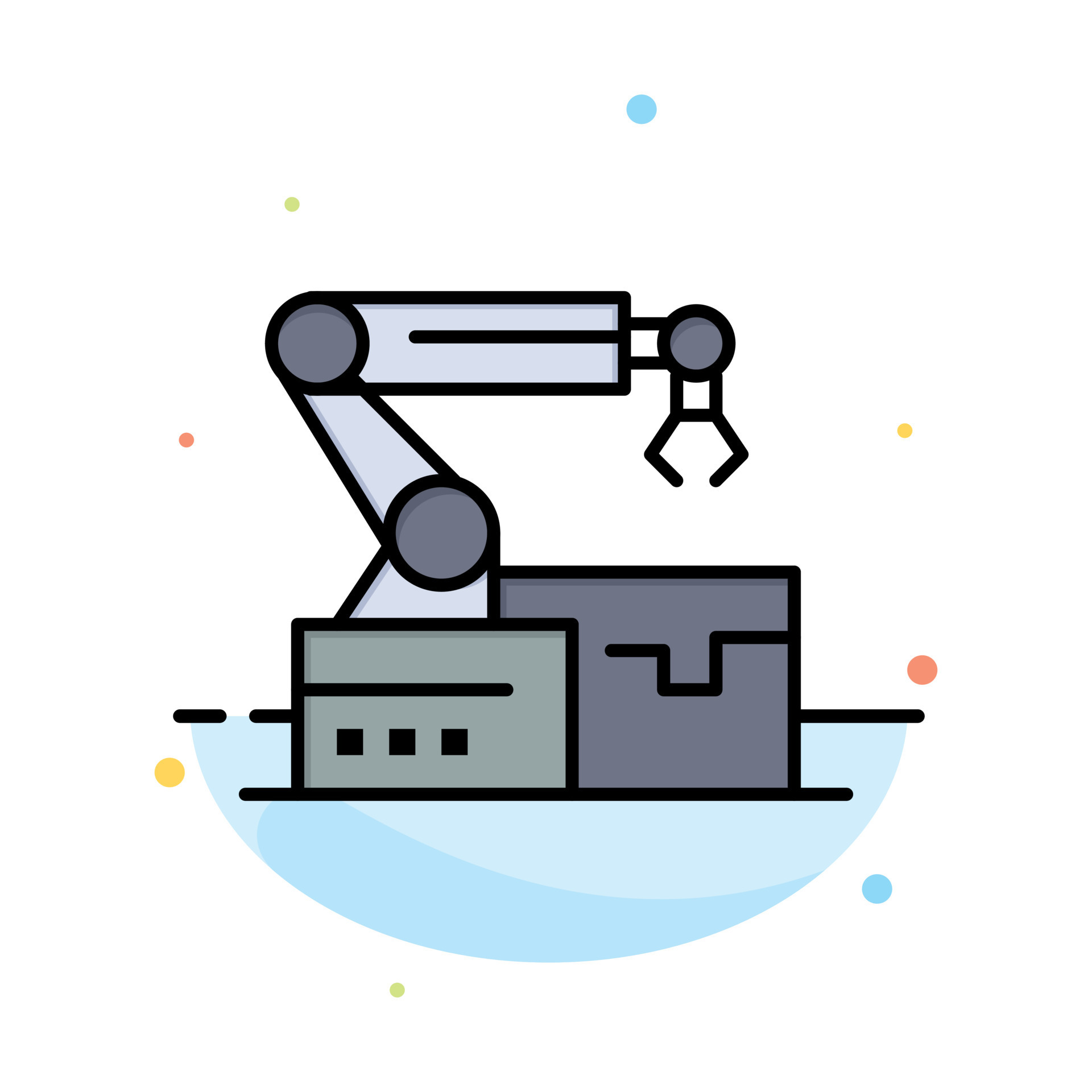 Automated Robotic Arm Technology Abstract Flat Color Icon Template ...