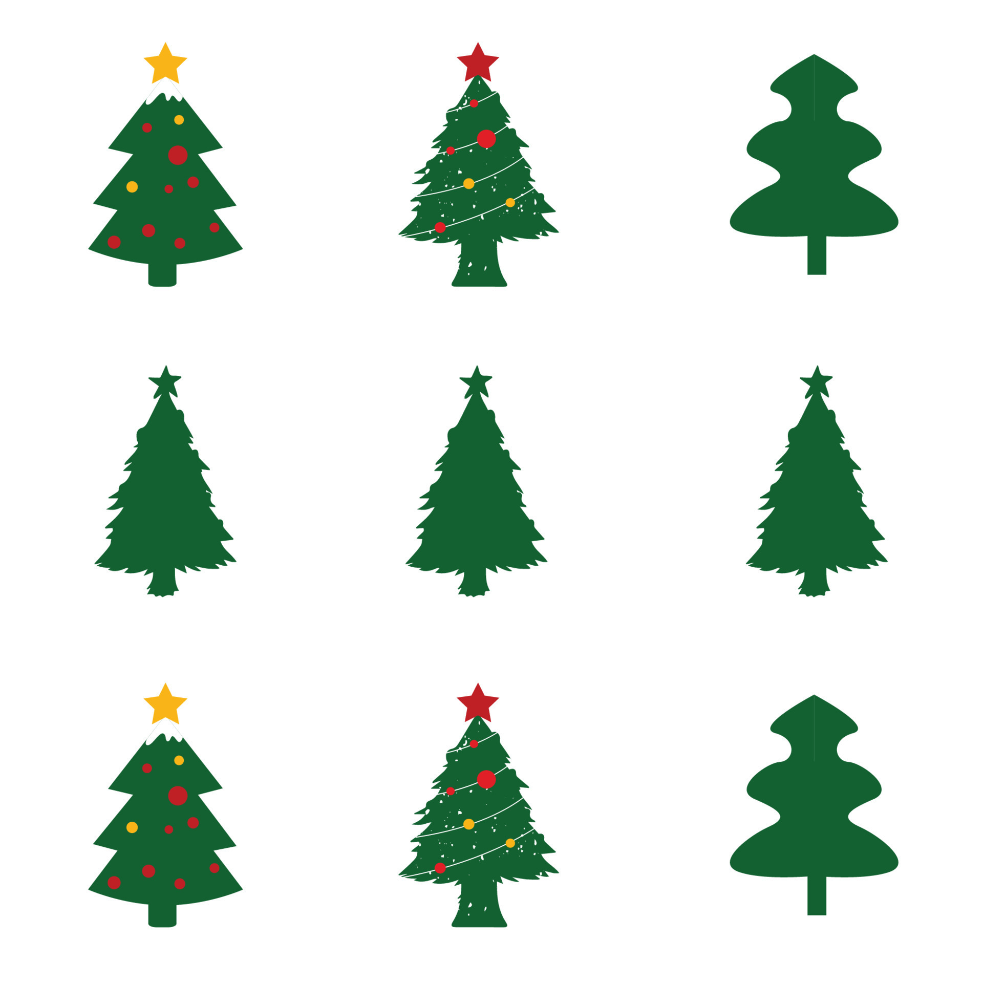 Christmas Tree Set 15207795 Vector Art at Vecteezy