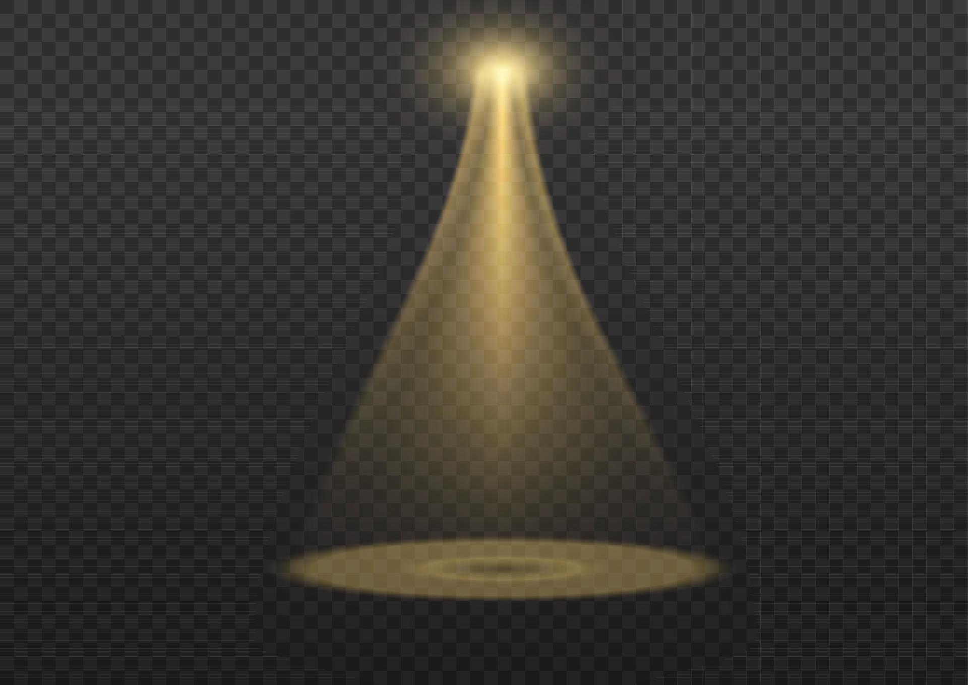 Vector spotlight. Yellow color light effect. Glowing isolated golden sparkling light effect ...