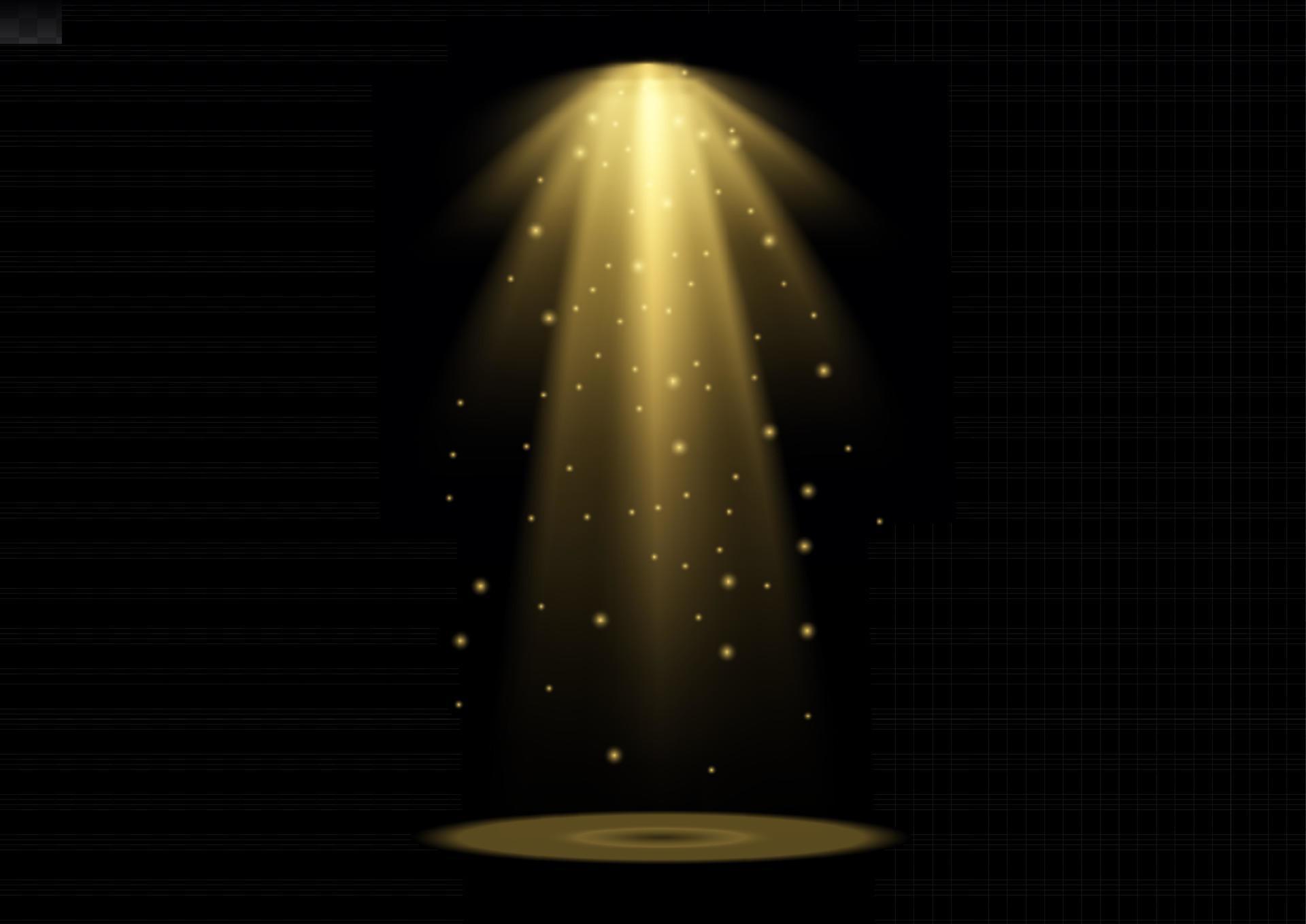 Vector spotlight. Yellow color light effect. Glowing isolated golden sparkling light effect ...