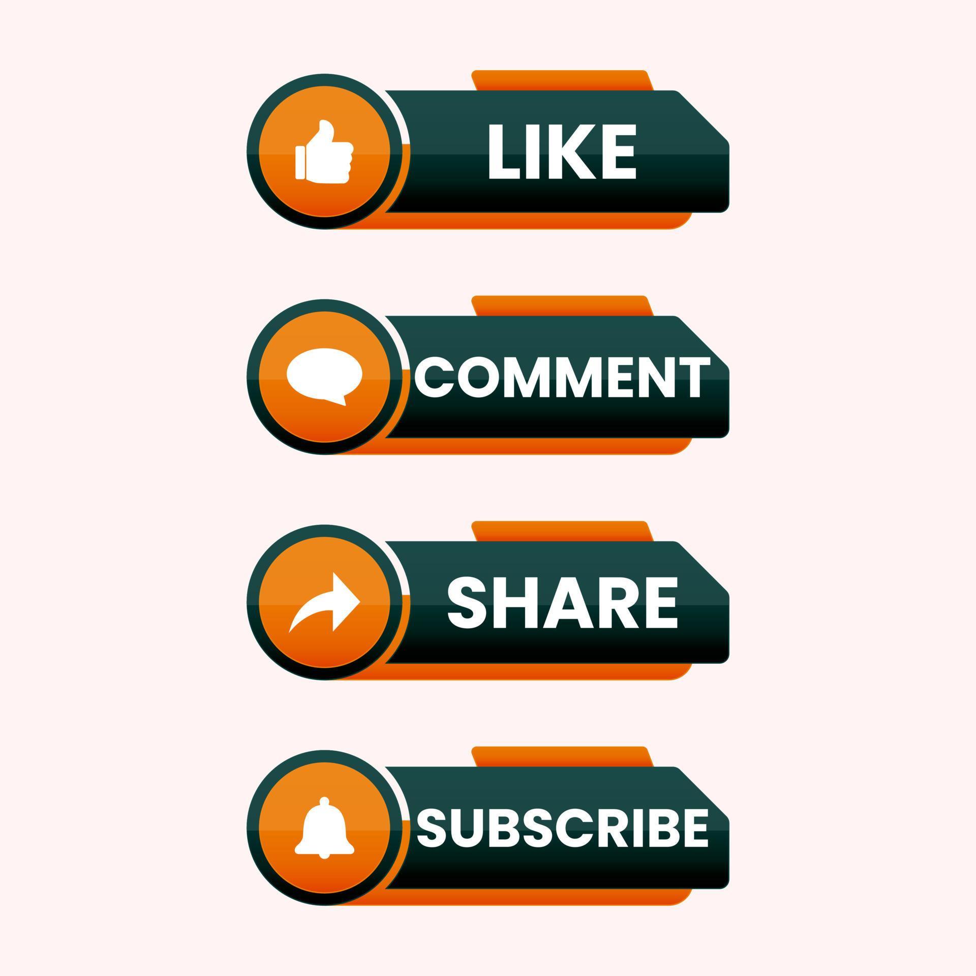 Subscribe share like and comment button 15208221 Vector Art at Vecteezy