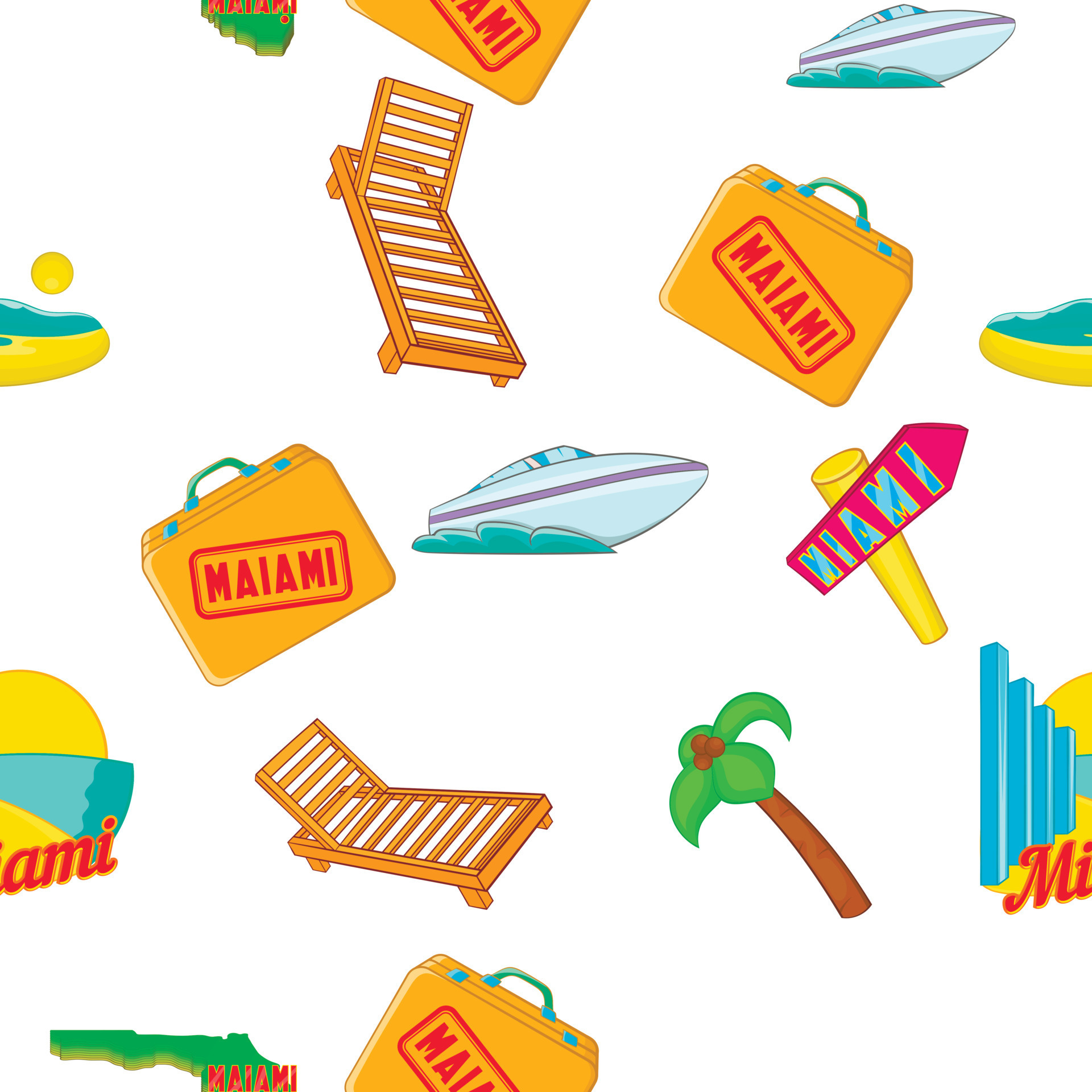 patrón de la ciudad de miami, estilo de dibujos animados 15210236 ...