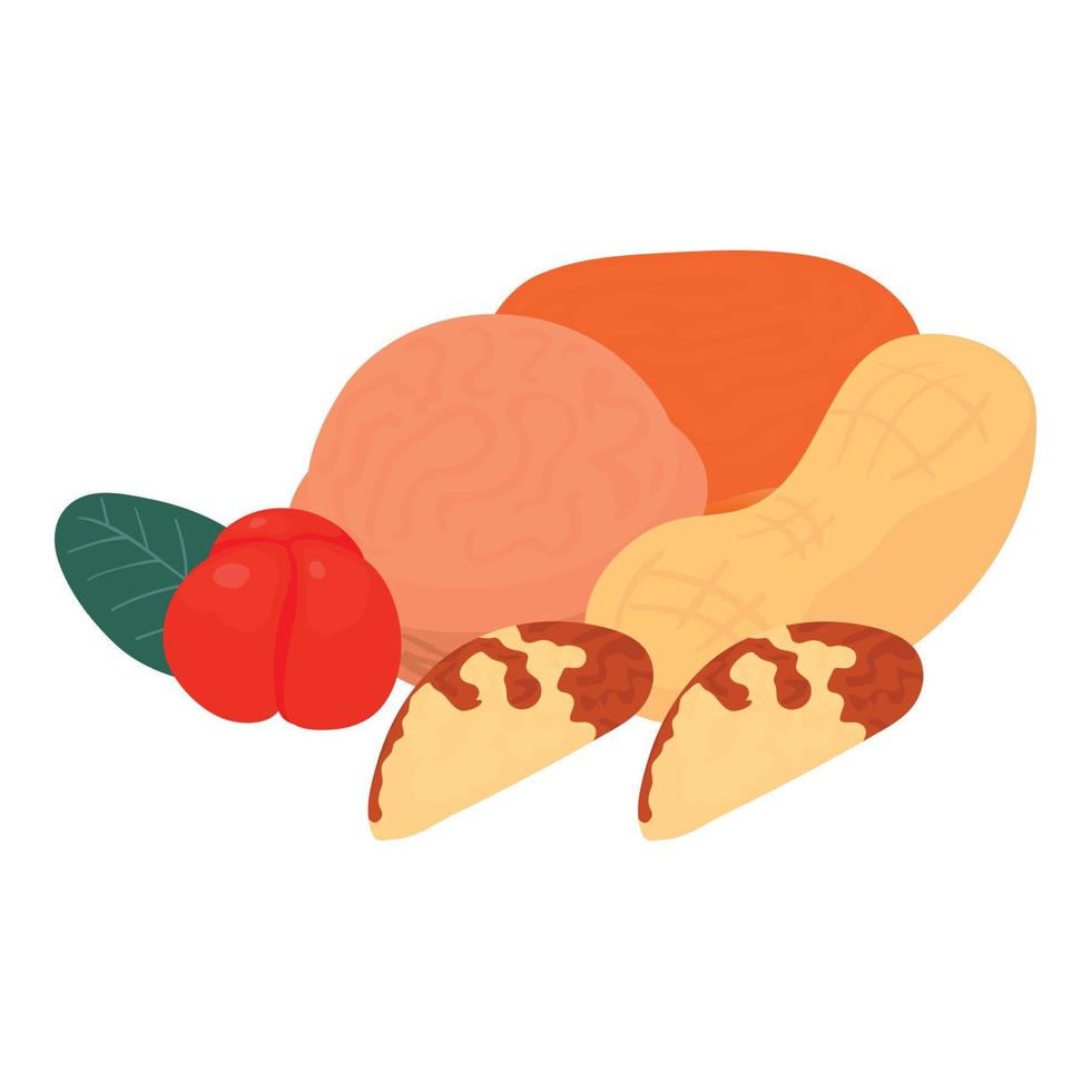 Nut food icon isometric vector. Cashew brazil kola nut walnut barbados ... Nut food icon isometric vector. Cashew brazil kola nut walnut barbados ...
