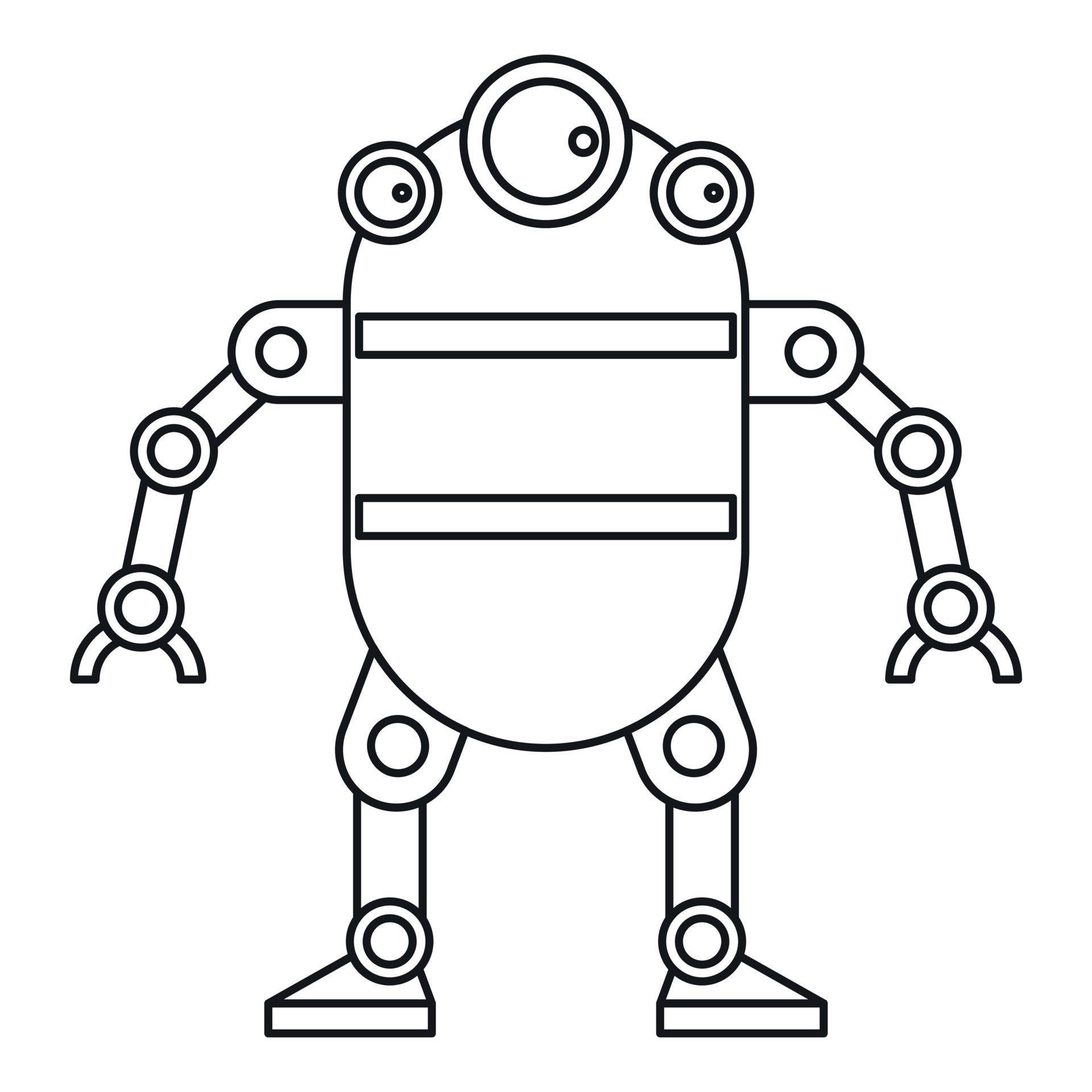 Cute Robot Icon Outline Style 15211575 Vector Art At Vecteezy