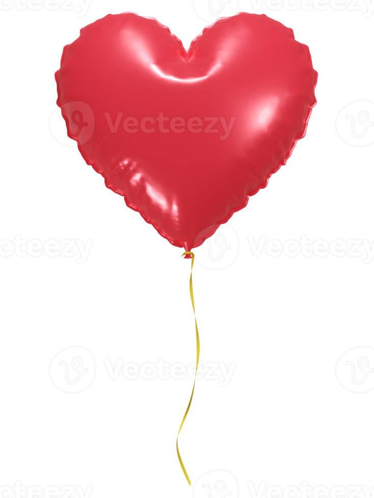 Red heart shaped balloon with ribbon 15215057 PNG