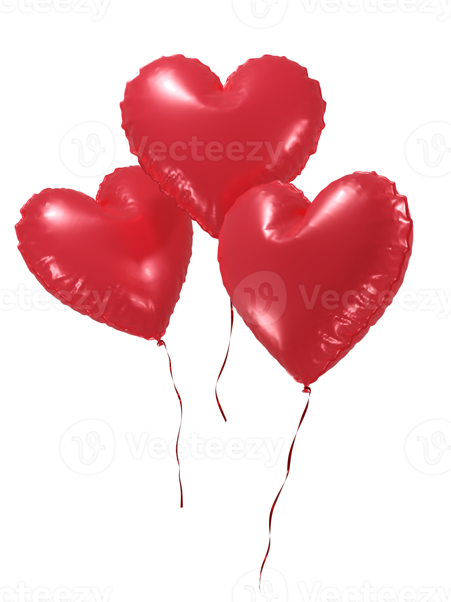 Red heart shaped balloon with ribbon 15215058 PNG
