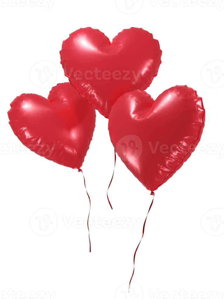 Red heart shaped balloon with ribbon 15215058 PNG