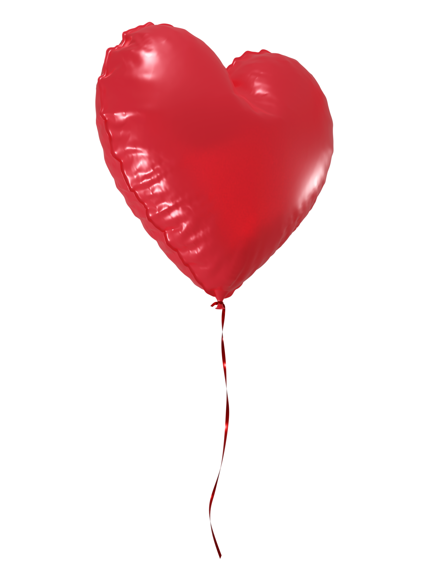 Red heart shaped balloon with ribbon 15215073 PNG