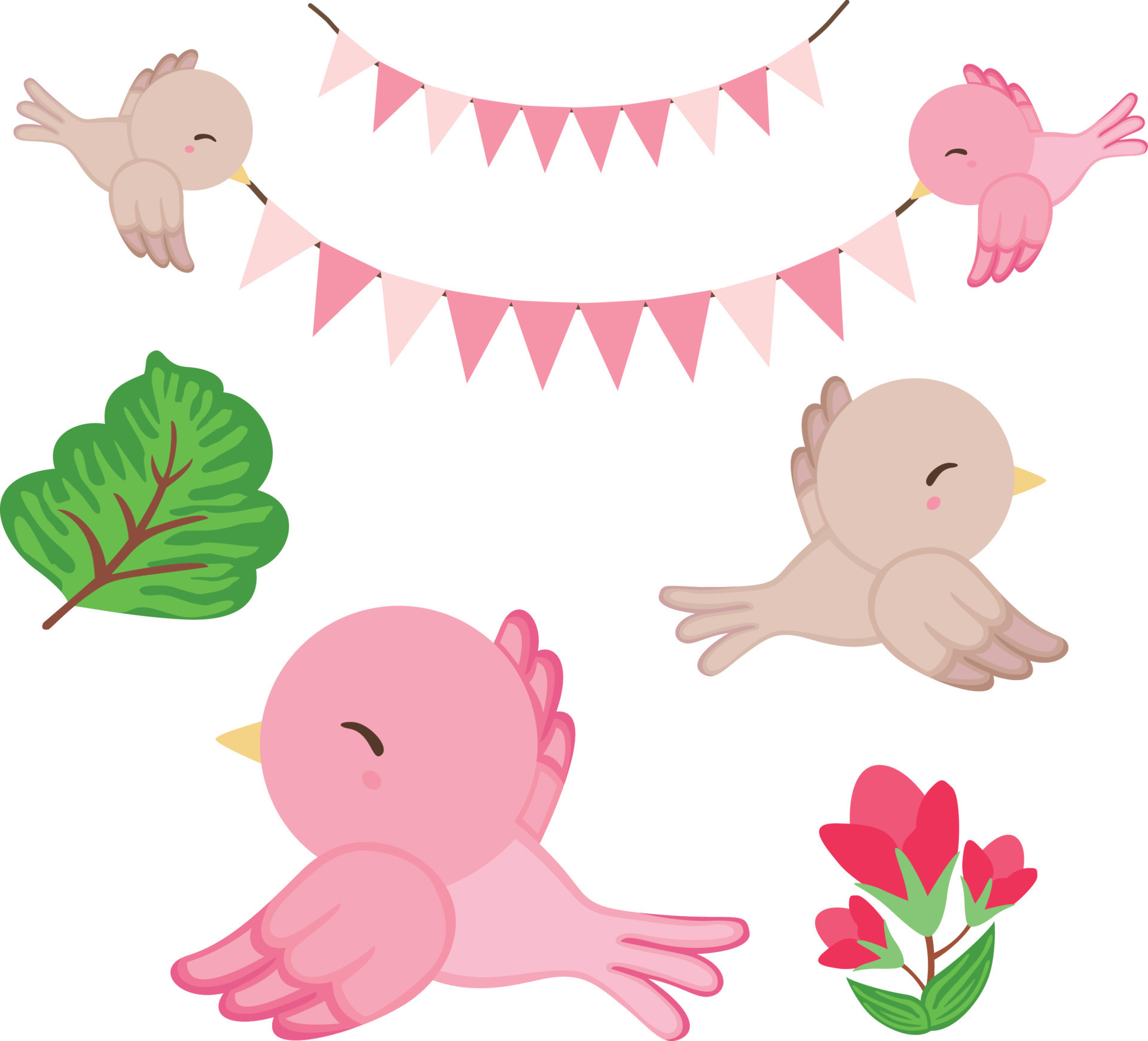 Love Bird Pink Valentine Illustration Vector Clipart 15216308 Vector ...