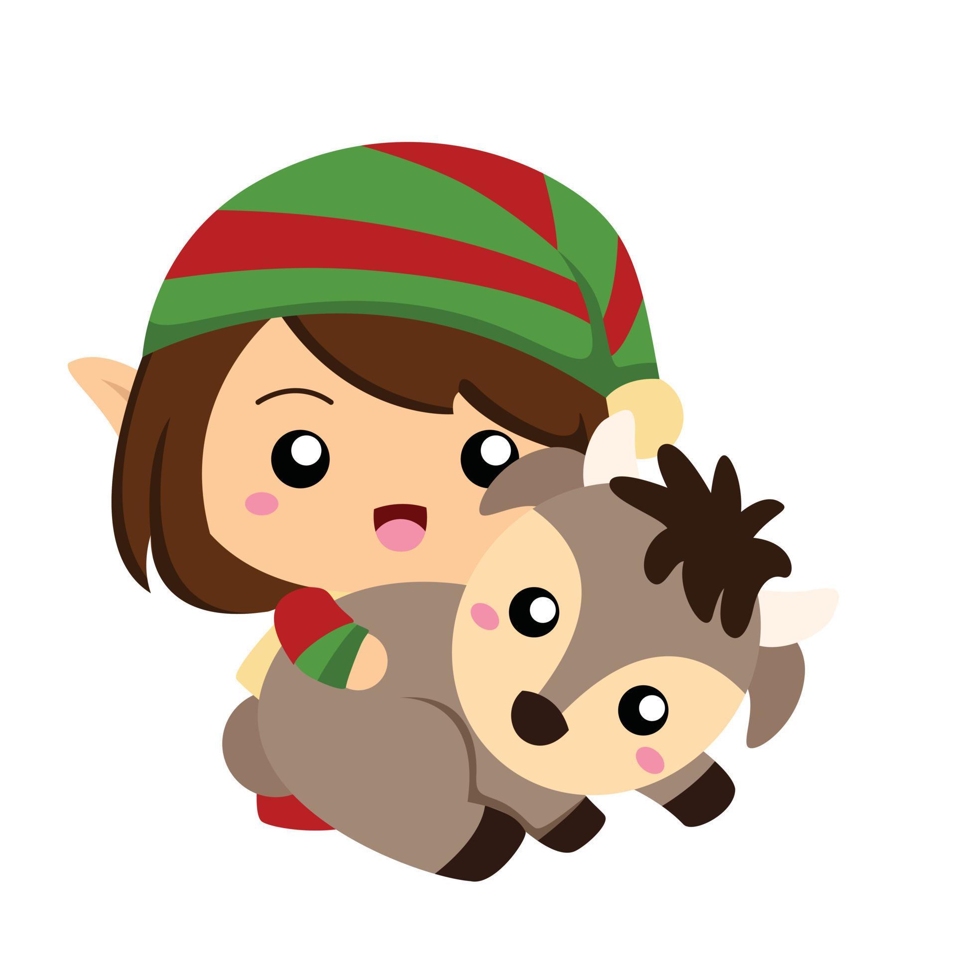 Cute Christmas Elf Kids Illustration Vector Clipart 15216318 Vector Art at Vecteezy