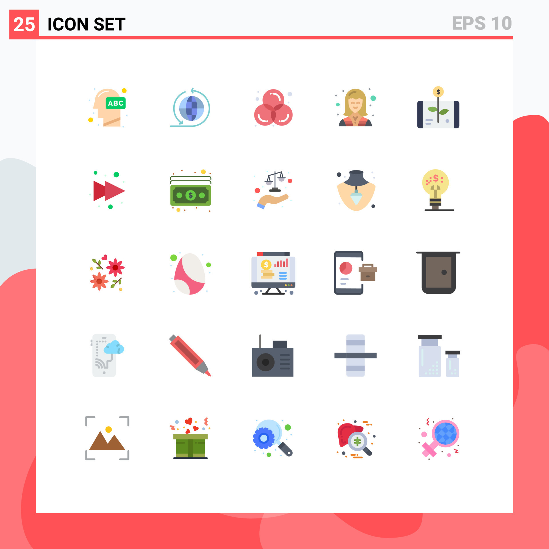 25 Thematic Vector Flat Colors and Editable Symbols of worker female ...