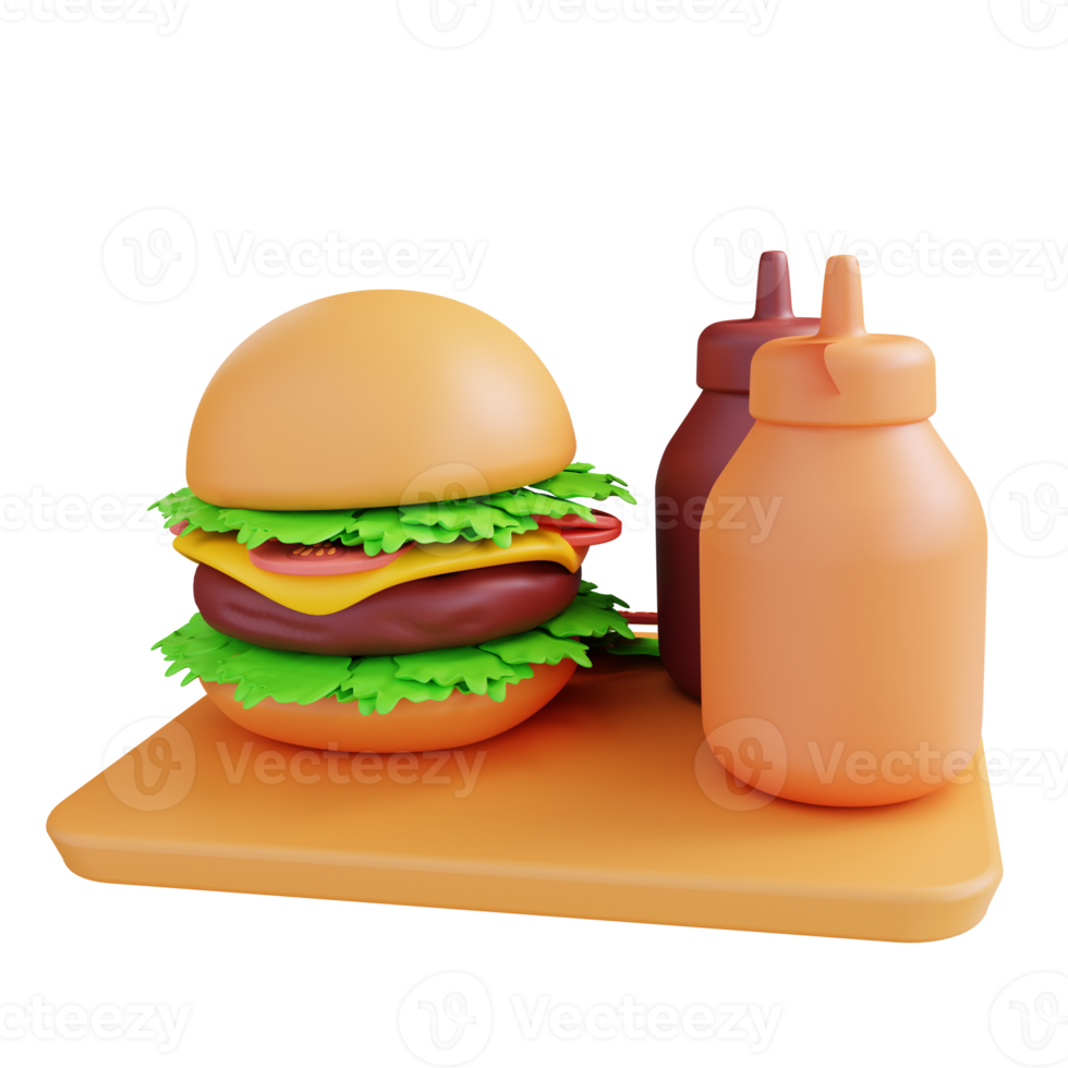 3d Illustration Cheese Burger 15222029 Png