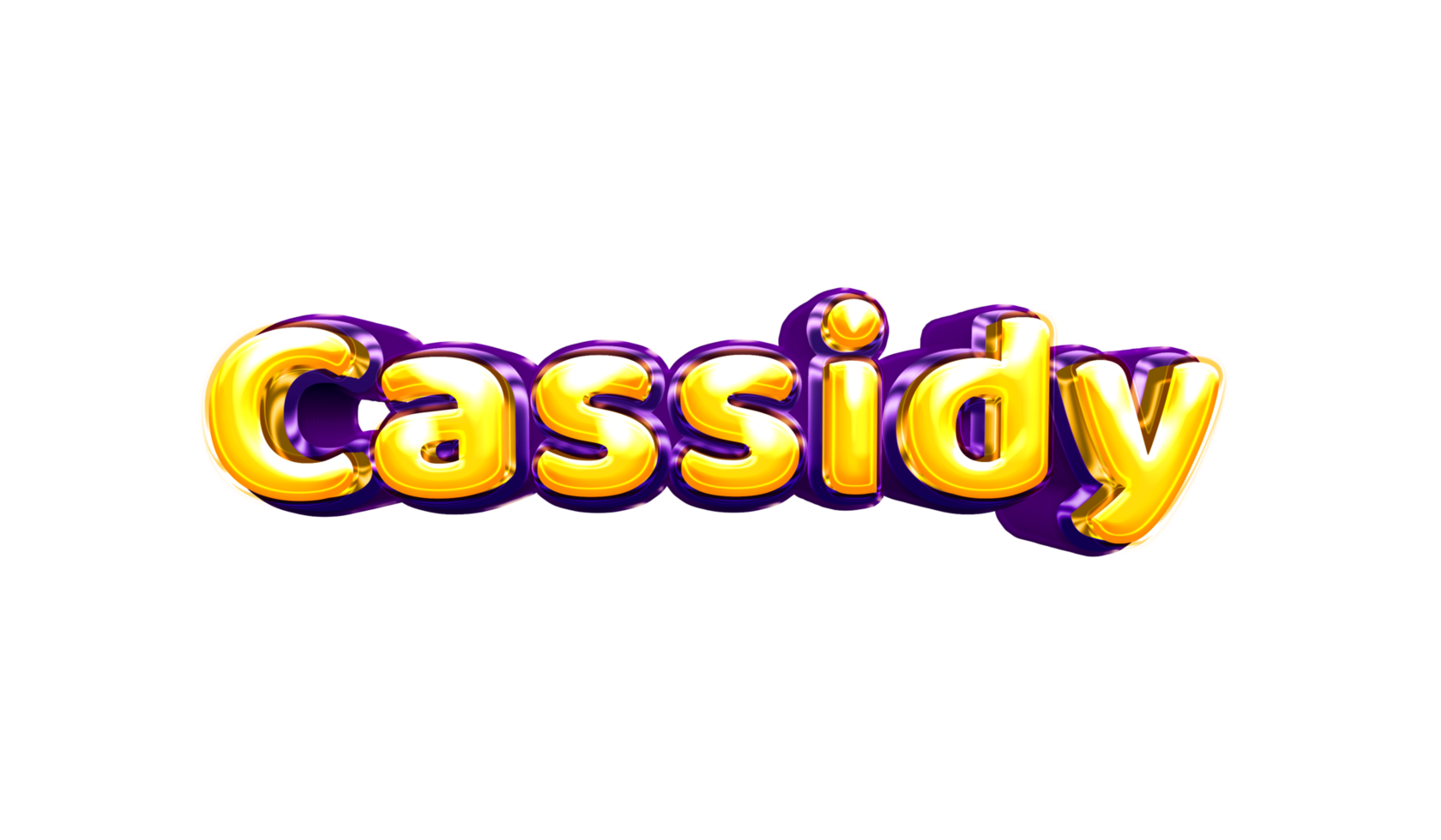 Girls Name Sticker Colorful Party Balloon Birthday Helium Air Shiny Yellow Purple Cutout Cassidy