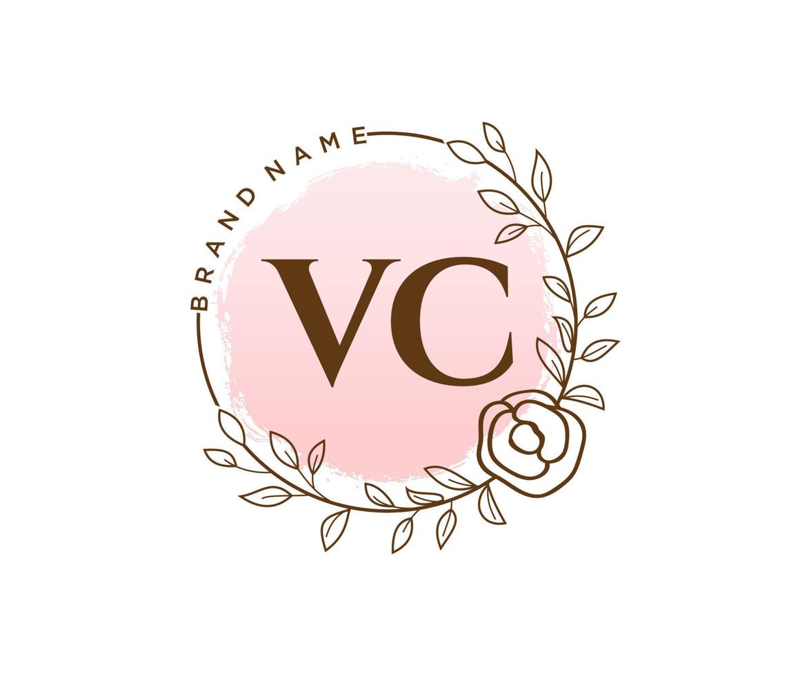 logotipo femenino vc inicial. utilizable para logotipos de naturaleza, salón, spa, cosmética y ...