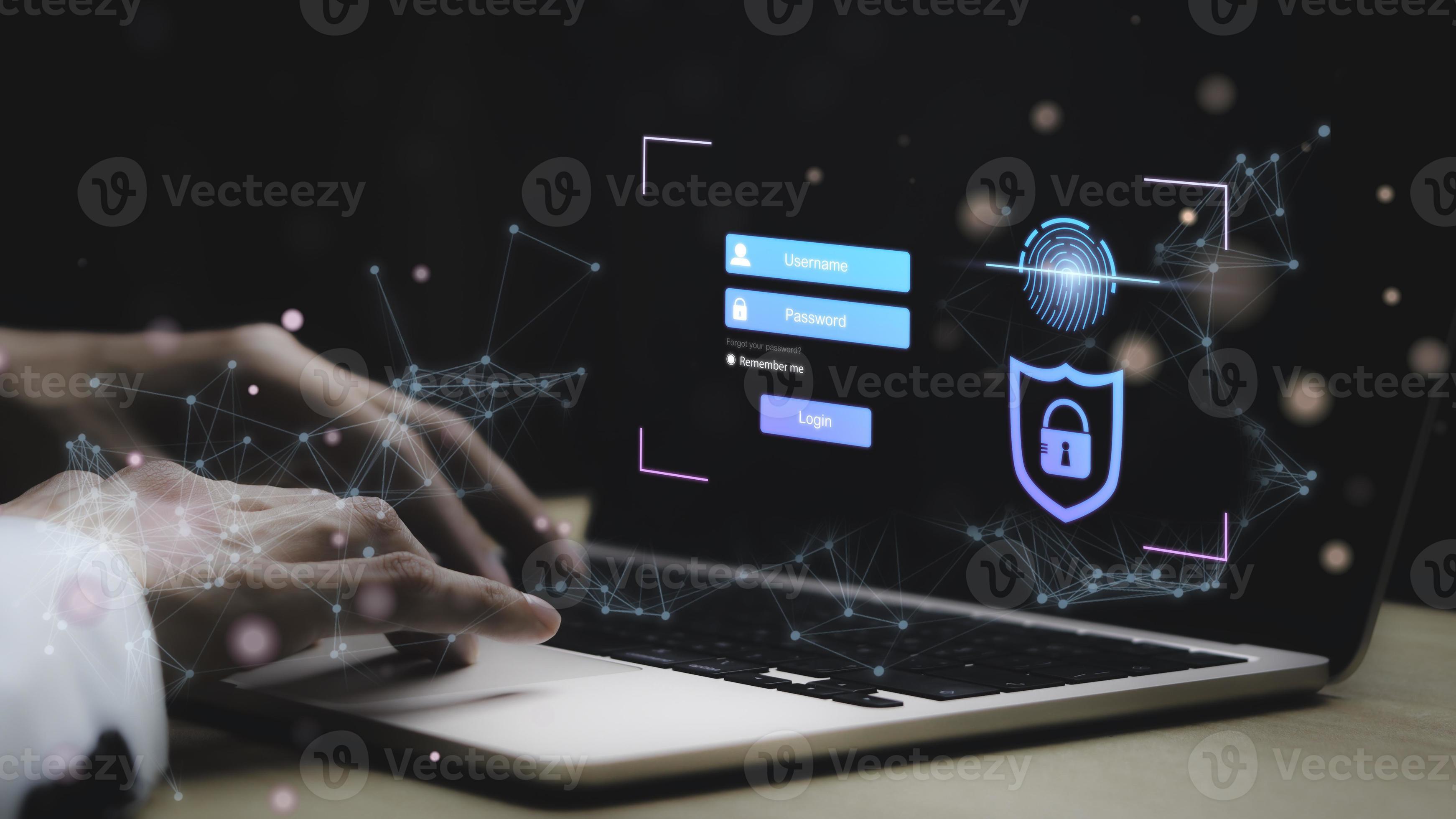 Person Touching Protecting Personal Information By Fingerprint Scanning