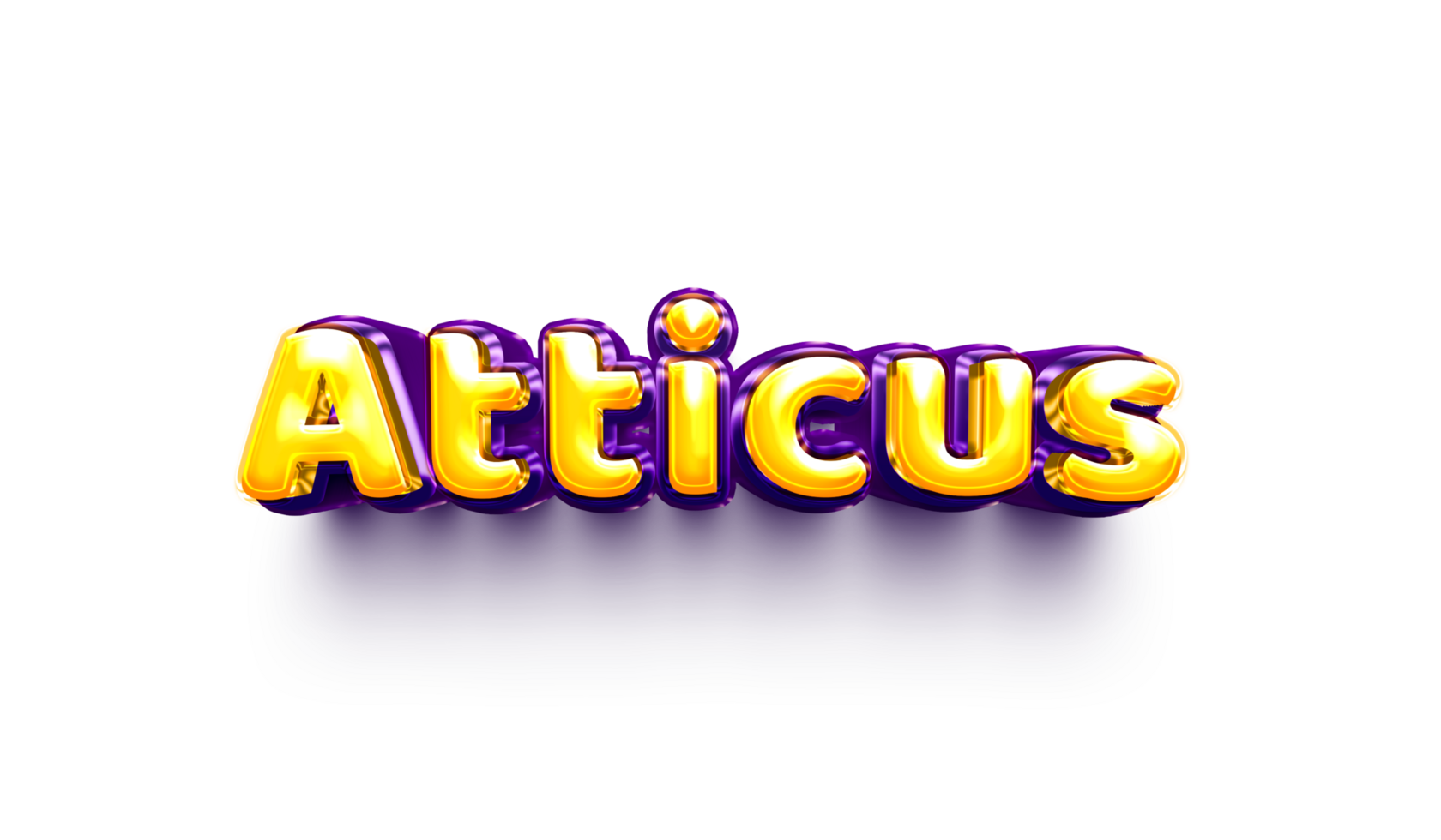 names of boy English helium balloon shiny celebration sticker 3d inflated Atticus 15236261 PNG