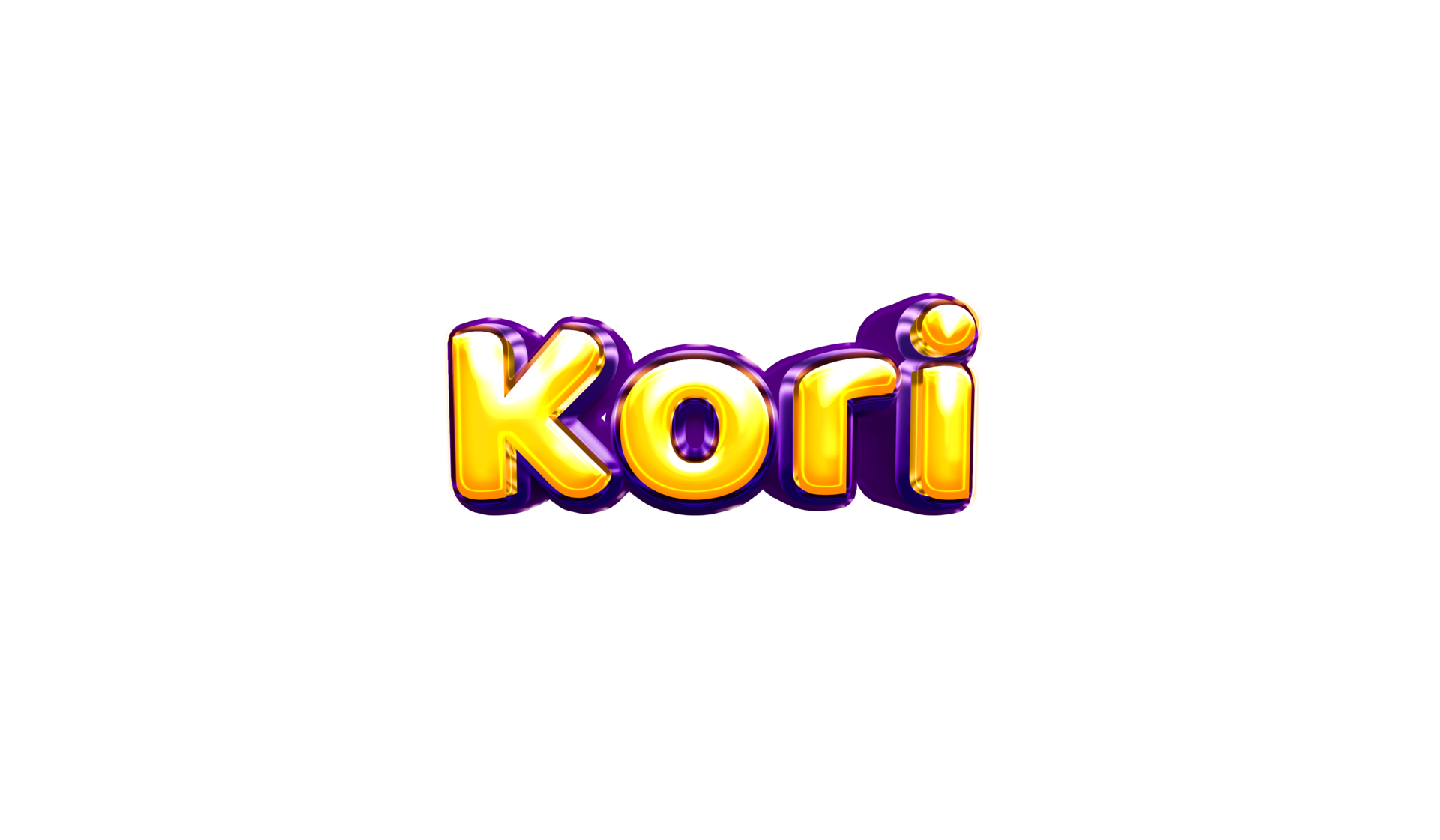 girls name sticker colorful party balloon birthday helium air shiny yellow purple cutout Kori ...