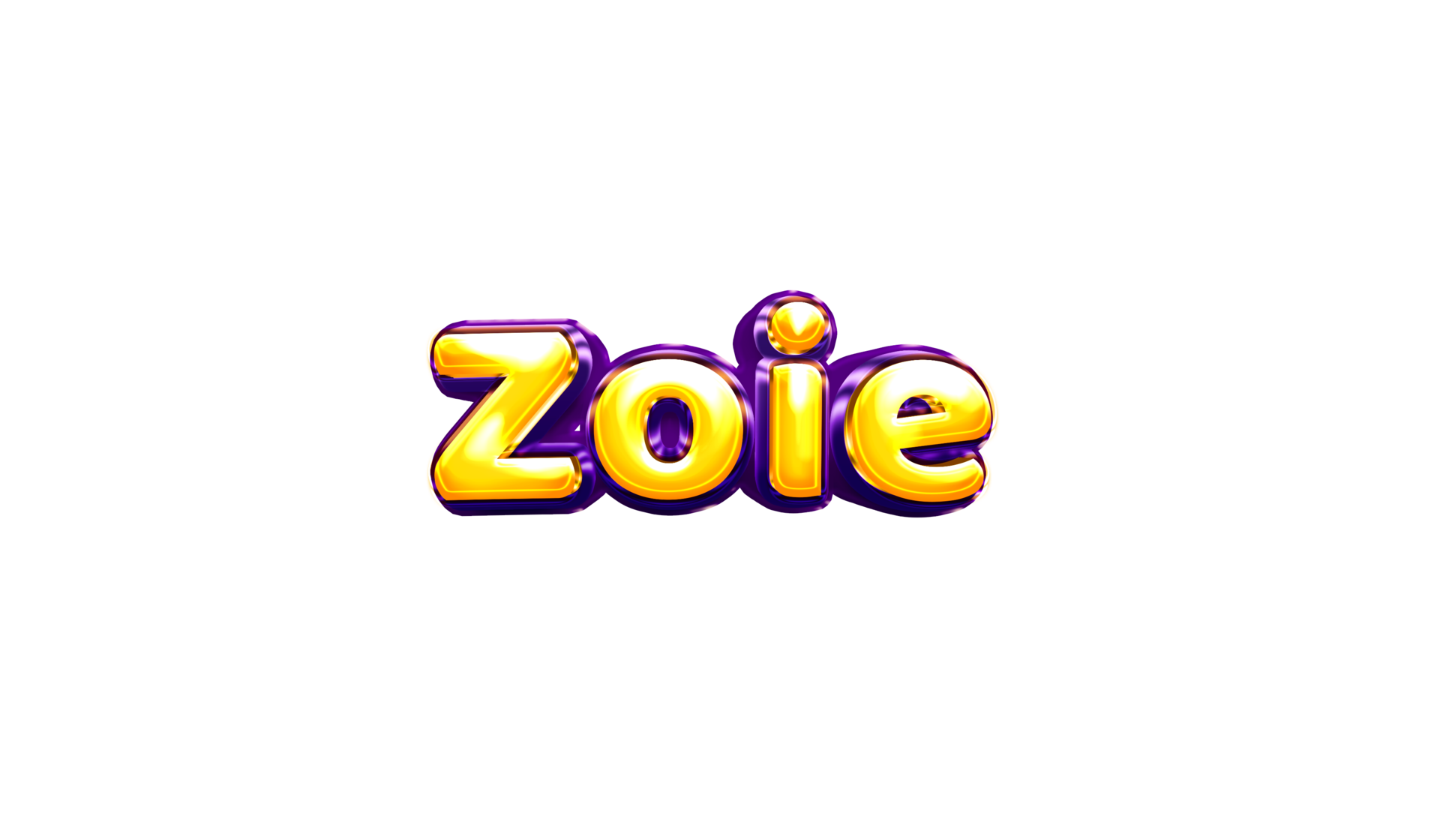 girls name sticker colorful party balloon birthday helium air shiny yellow purple cutout Zoie ...