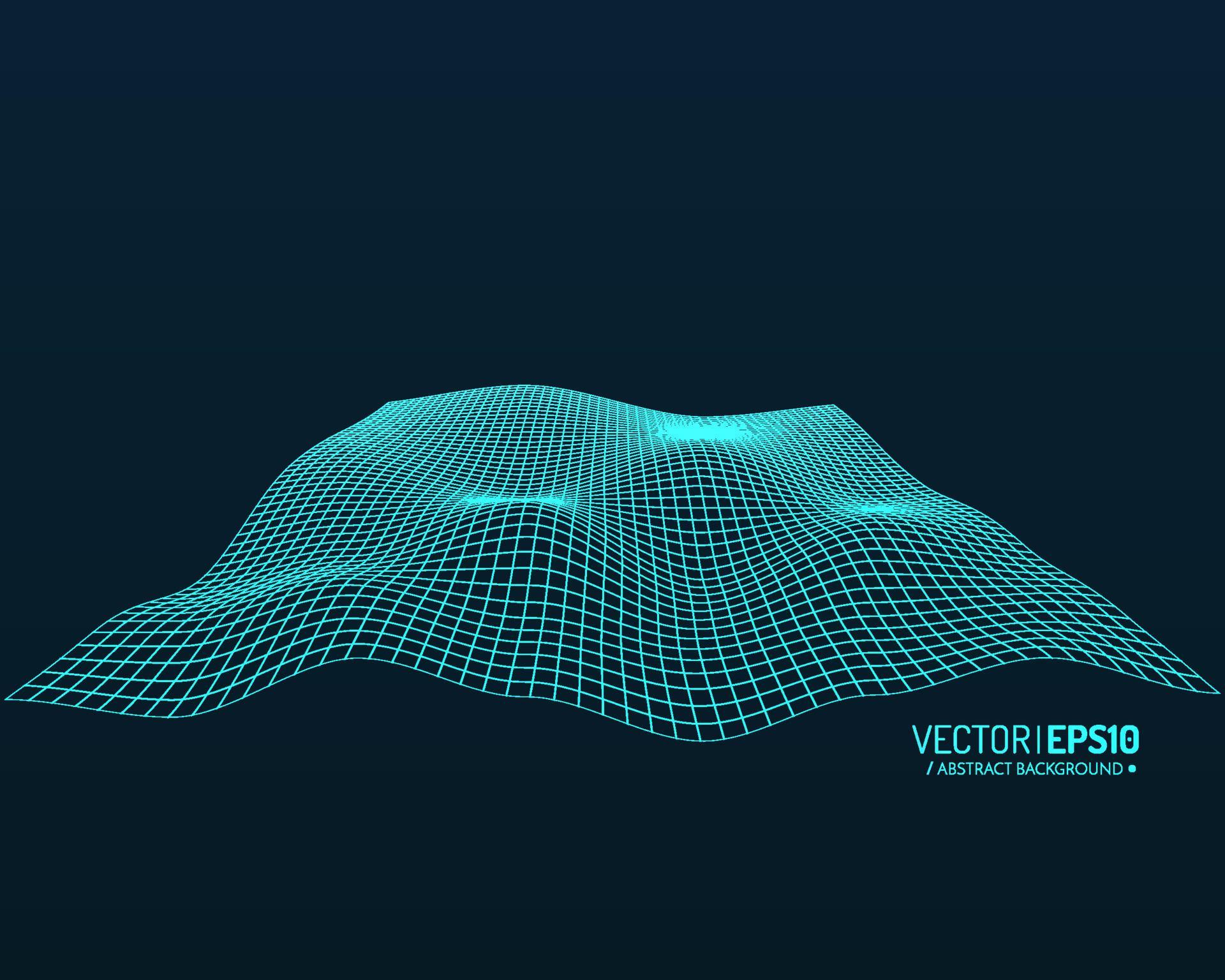 Abstract vector landscape background. Cyberspace grid. 3d technology ...