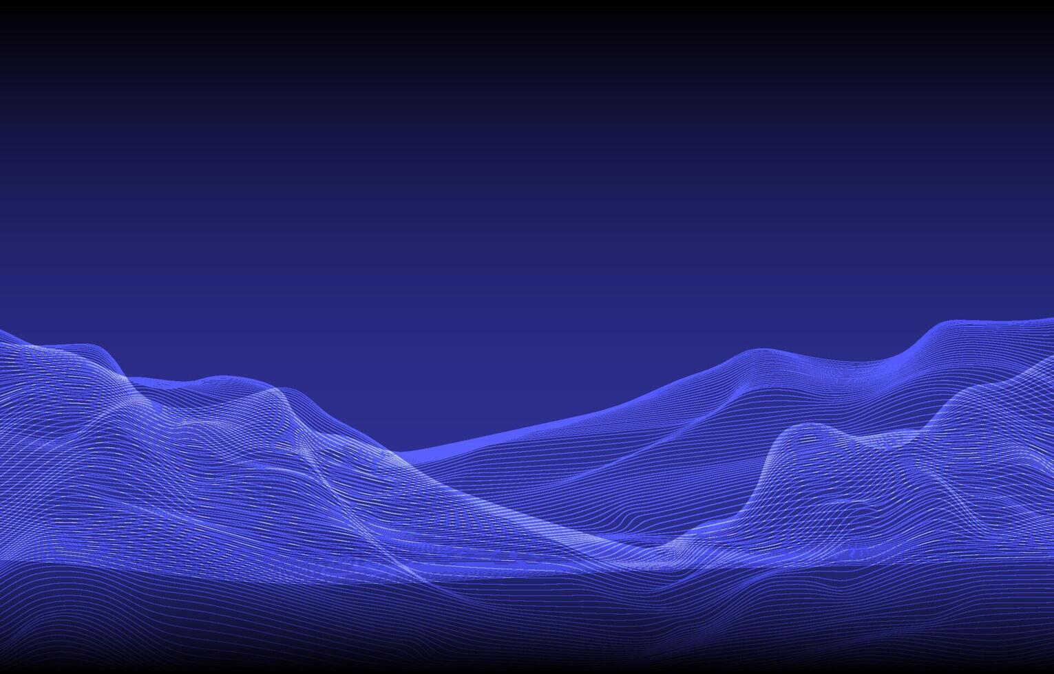 Abstract Intersecting Wavy Lines Glowing Color Nets On Gradient Dark Blue Background Design For