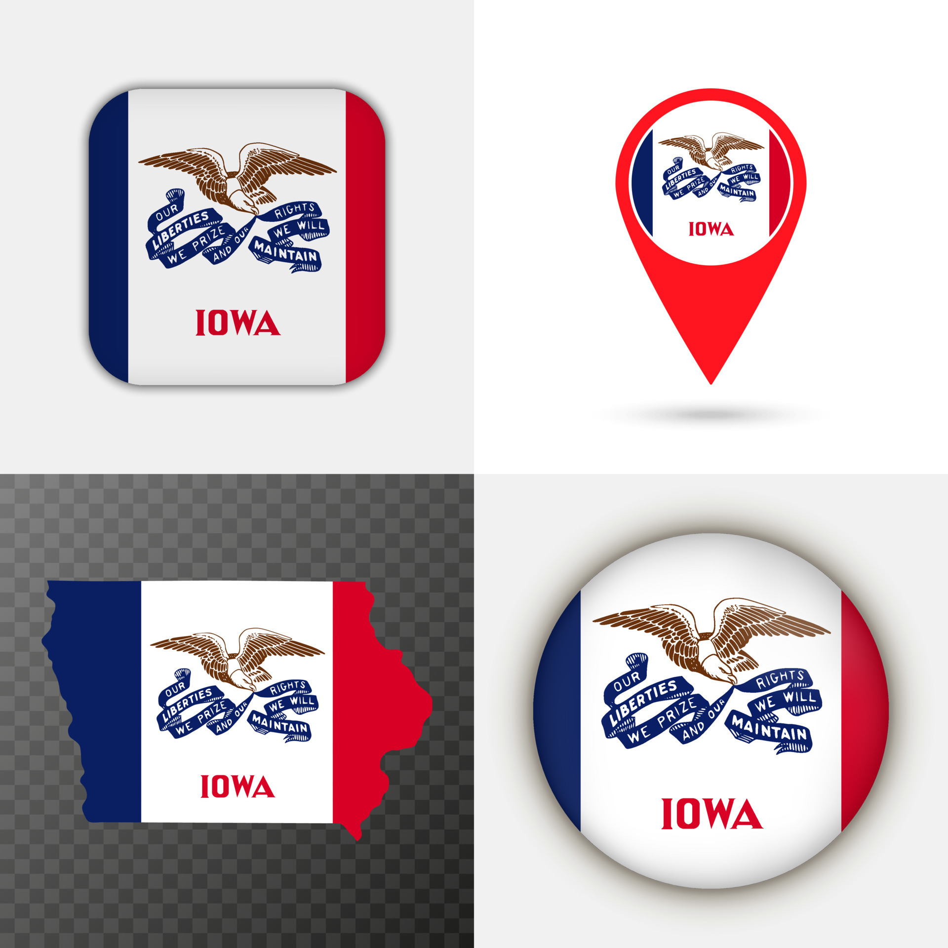 Set Of Iowa State Flag Vector Illustration 15260574 Vector Art At