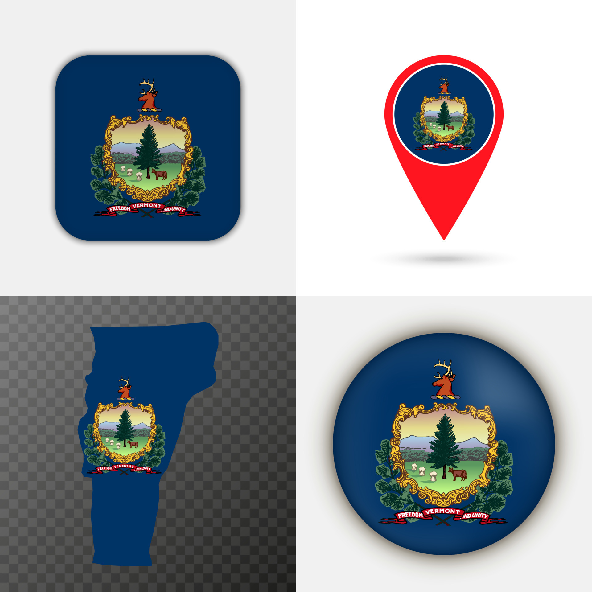 Set of Vermont state flag. Vector illustration. 15260575 Vector Art at ...